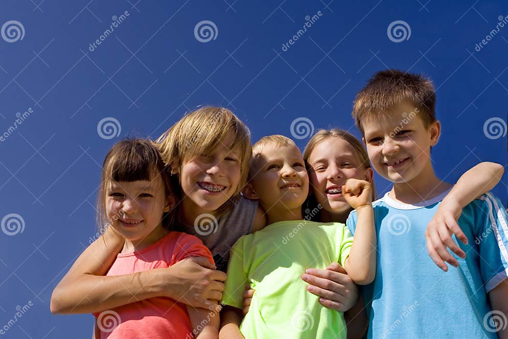 Five Happy Children stock image. Image of beauty, cheerful - 1585249