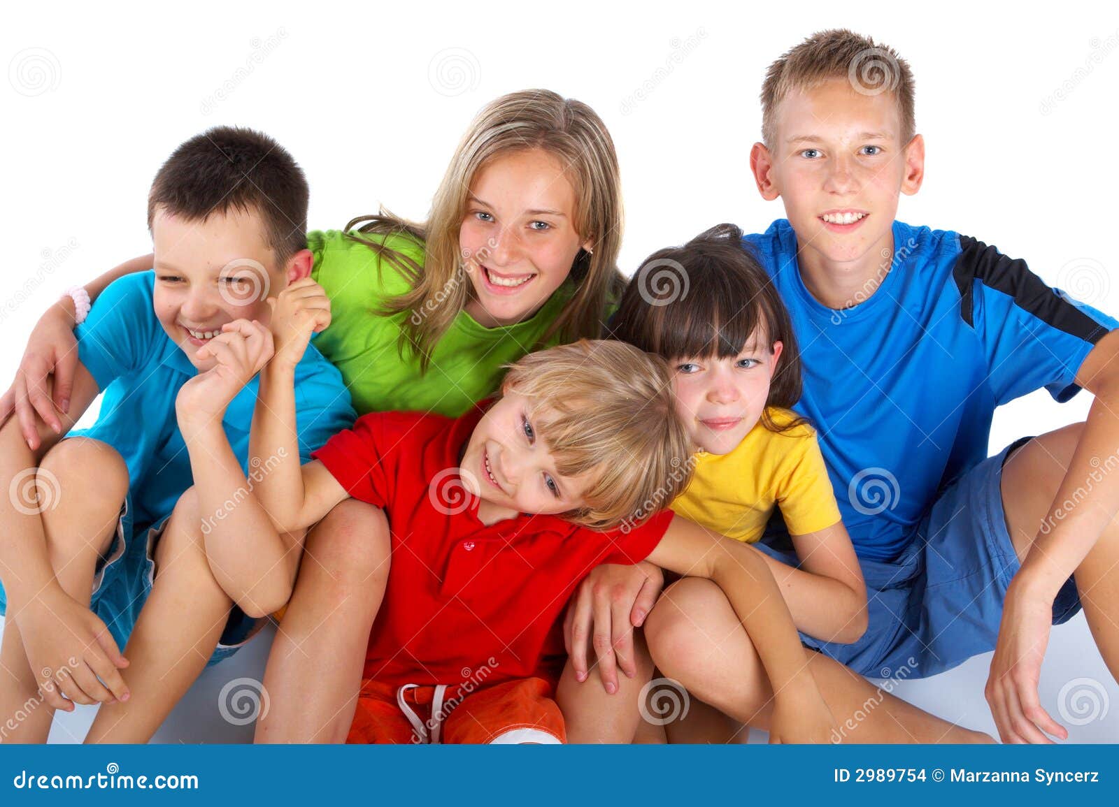 Five happy children stock photo. Image of attractive, females - 2989754