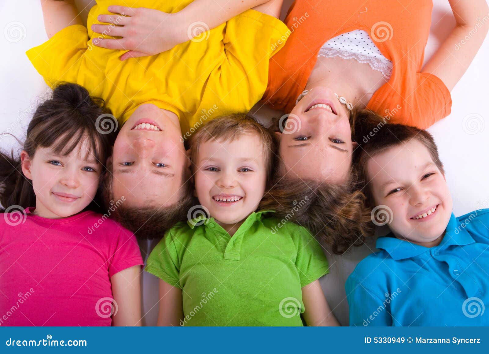 Five happy children stock image. Image of juveniles, girls - 5330949