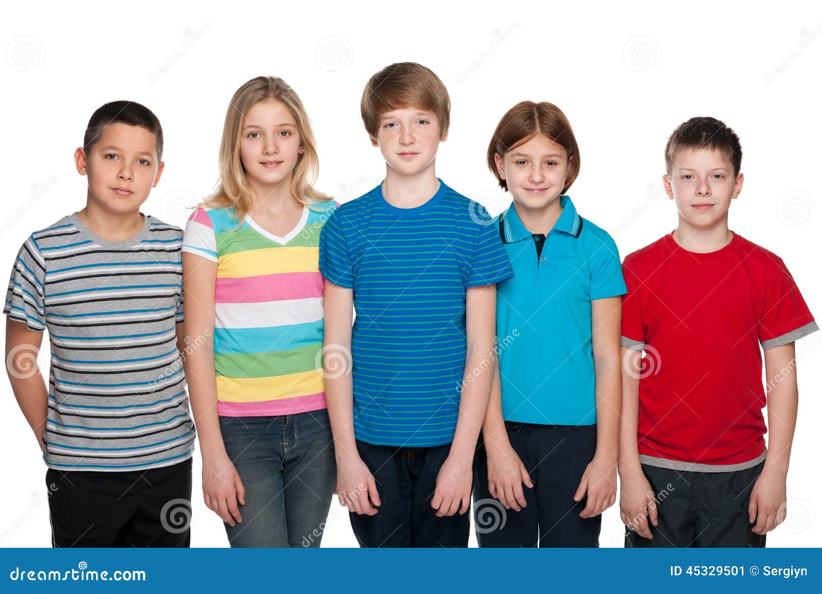 Five happy children stock image. Image of five, casual - 45329501