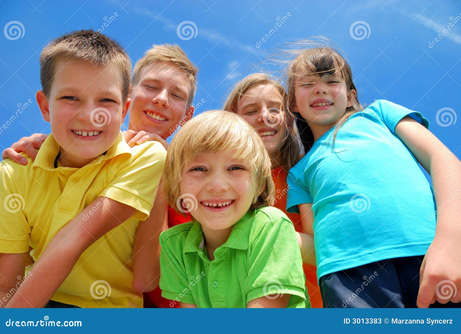 Five happy kids stock image. Image of friendly, enjoy - 3013383