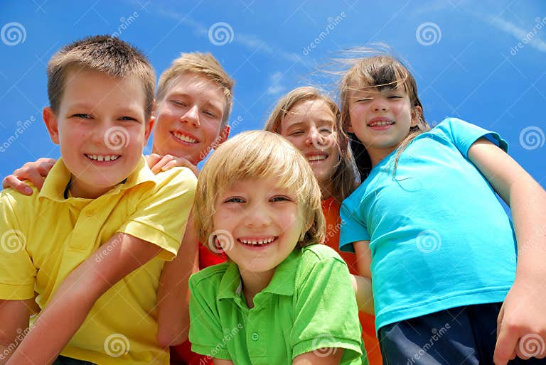 Five happy kids stock image. Image of friendly, enjoy - 3013383