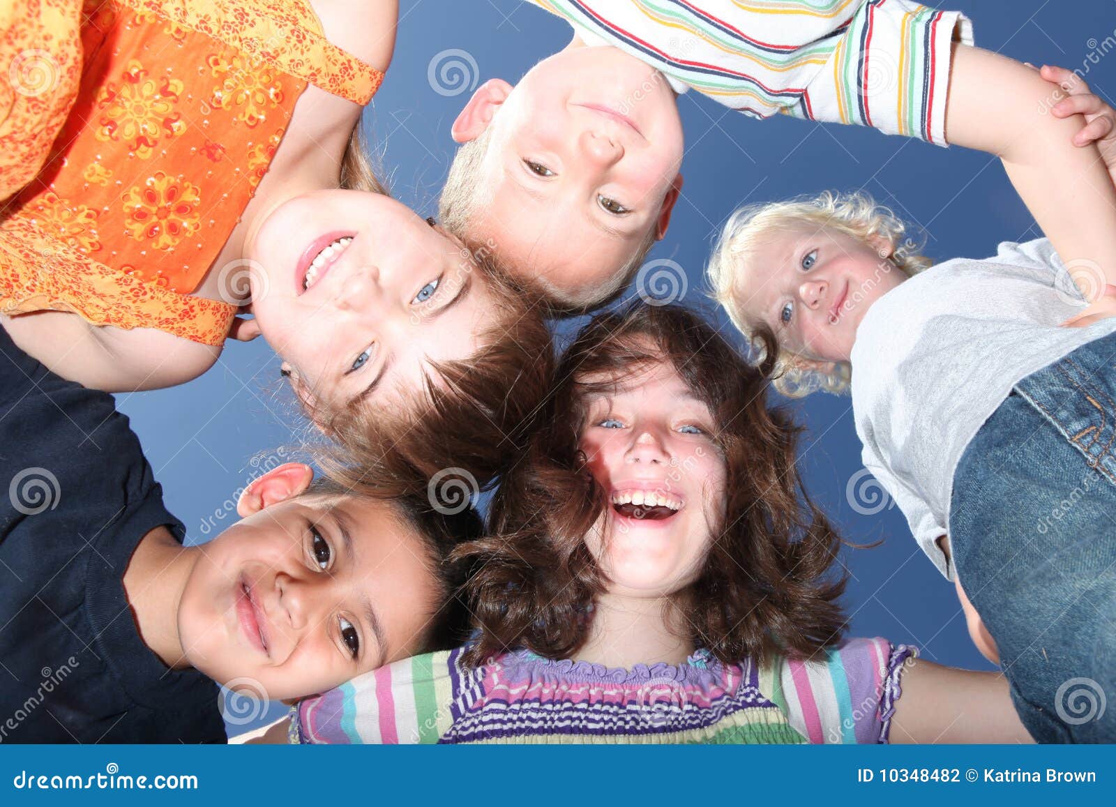 Five Happy Kids Outdoors stock photo. Image of sister - 10348482
