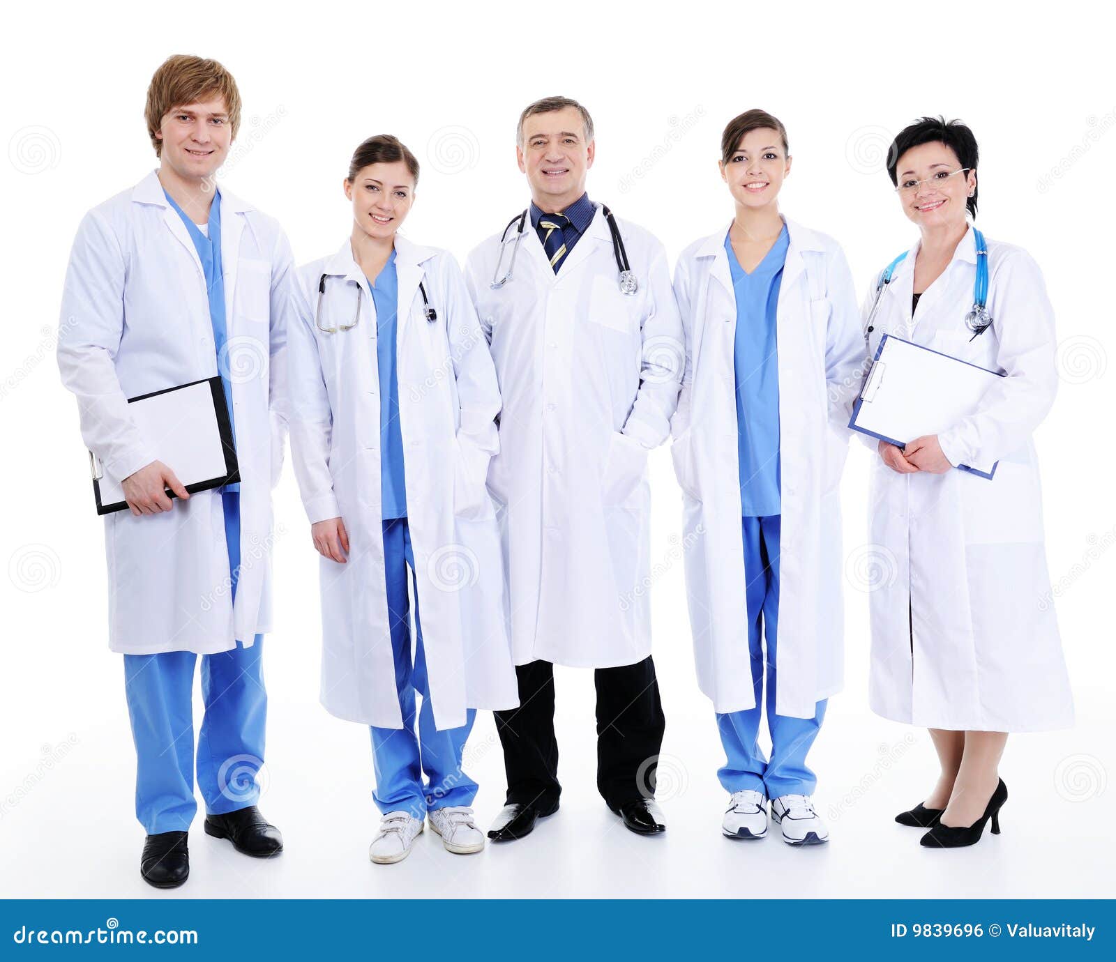 Five Happy Laughing Doctors in Hospital Gown Stock Photo - Image of ...