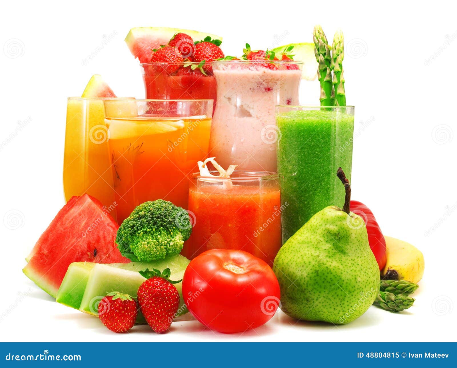 Five Healthy Smoothies on White Background Stock Image - Image of ...