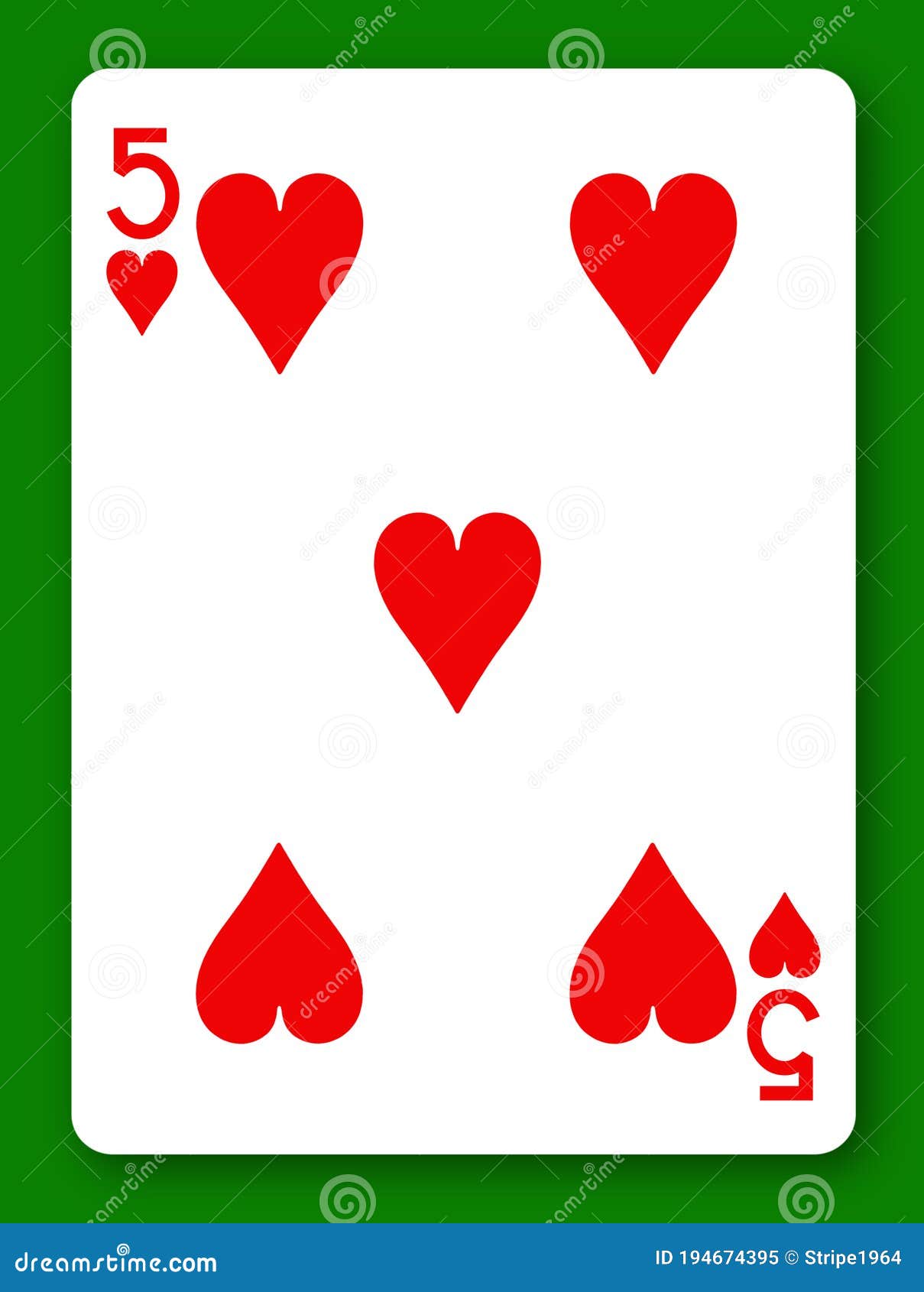 5 Five Of Hearts Playing Card With Clipping Path To Remove Background ...