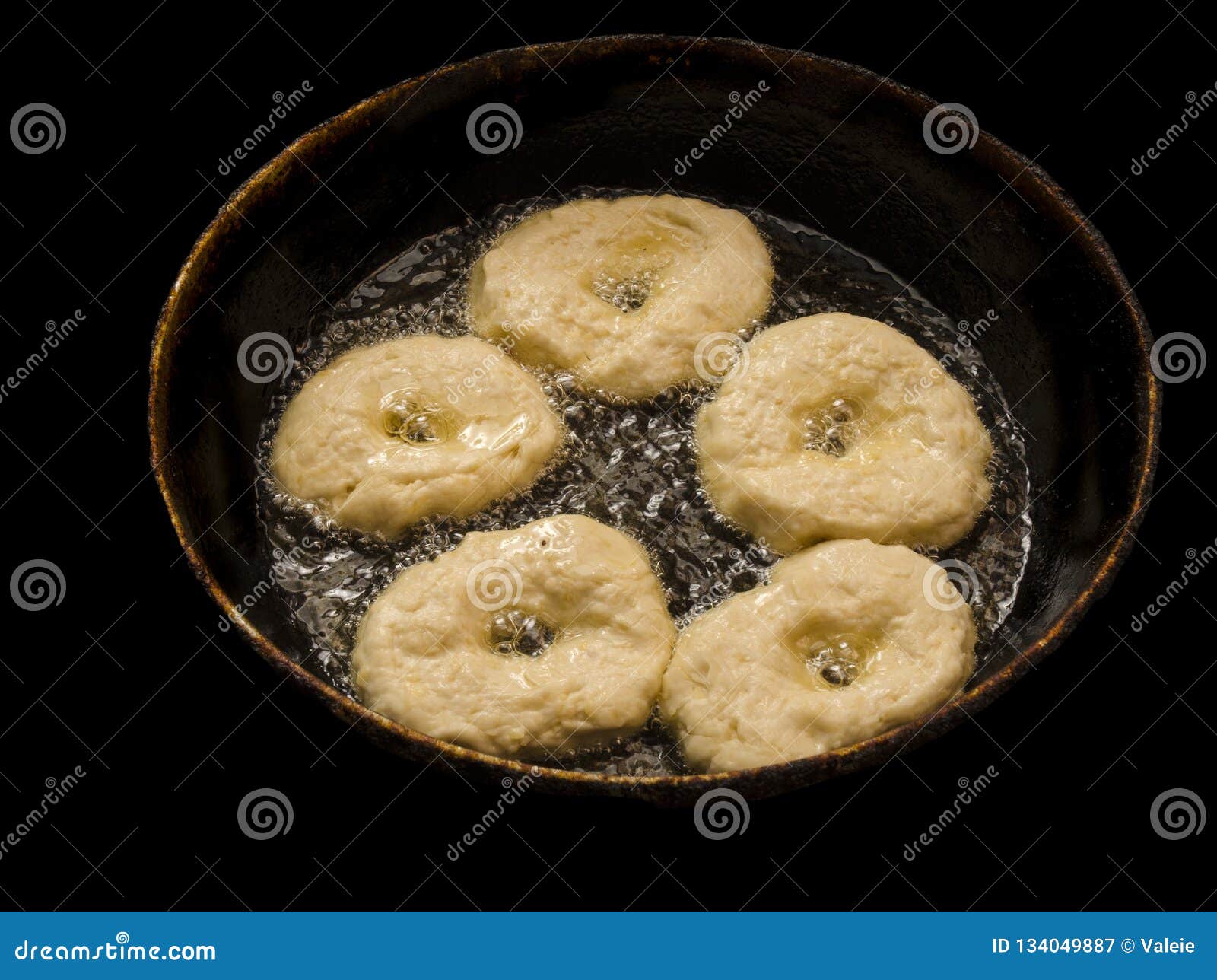 Five Homemade Donuts in Boiling Oil Stock Image - Image of closeup ...