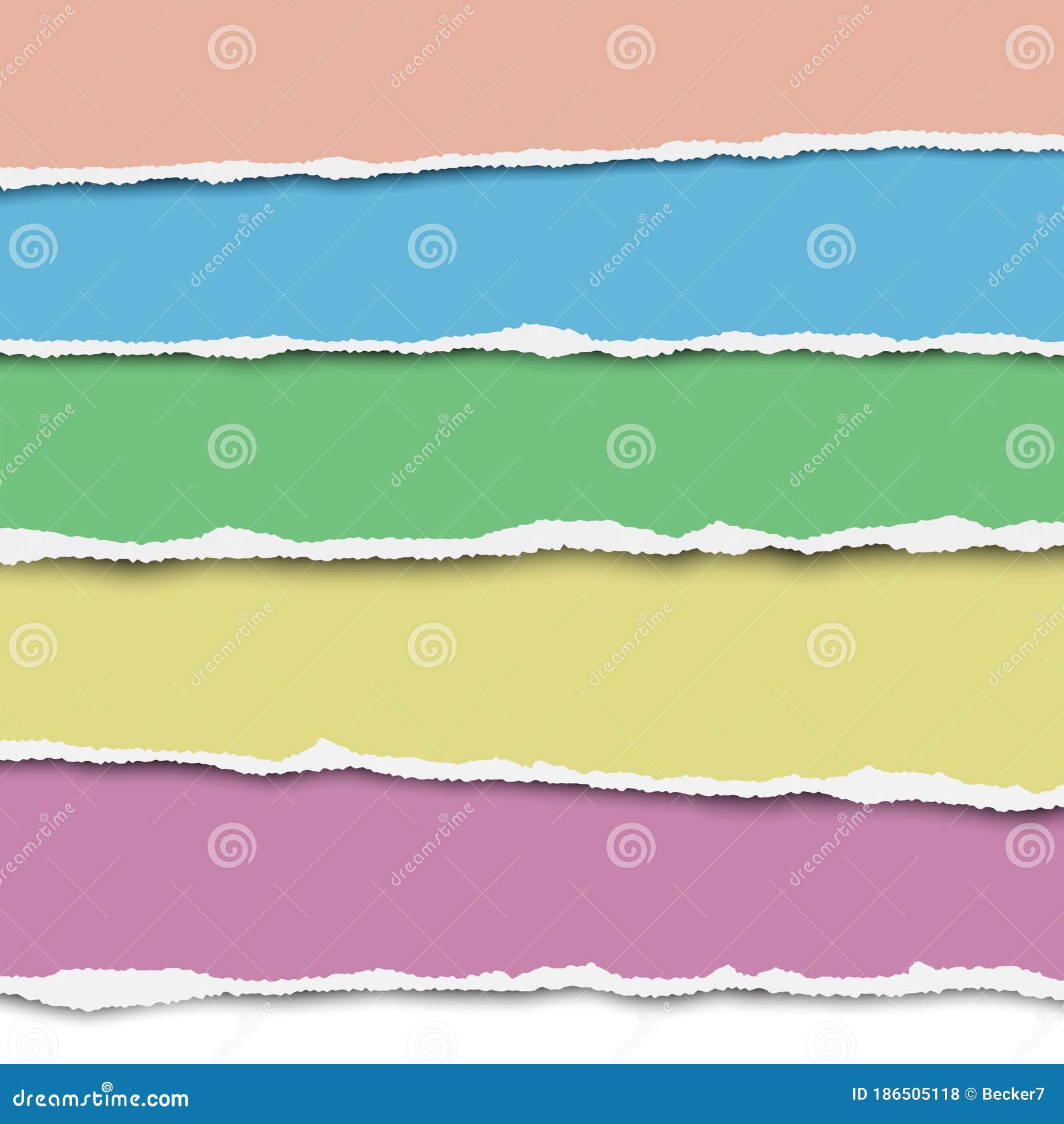 Five Horizontal Torn Layers of Paper of Different Colors Placed One ...