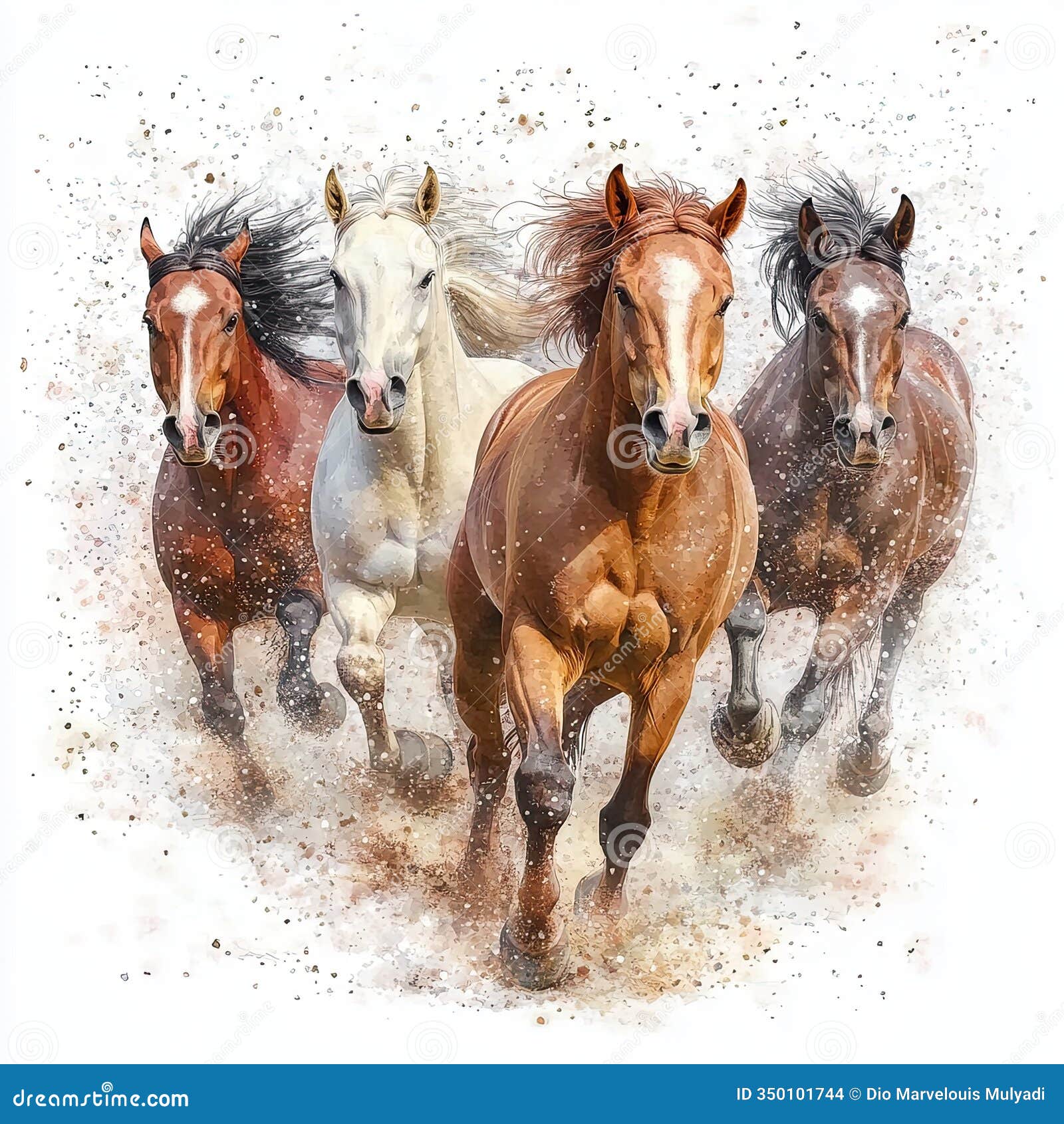 Five Horses Running stock illustration. Illustration of running - 350101744
