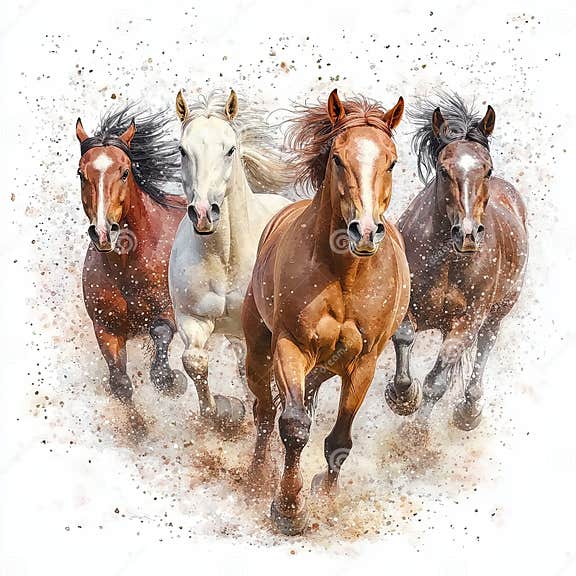 Five Horses Running stock illustration. Illustration of running - 350101744