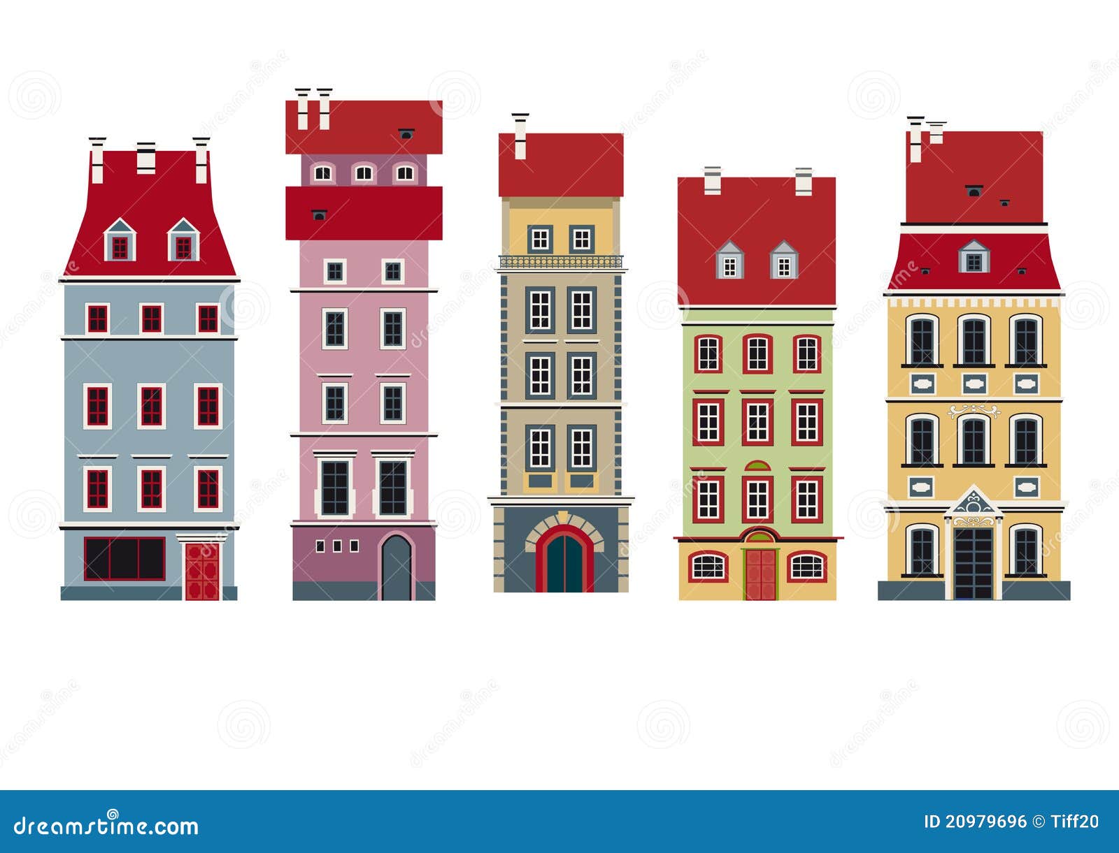 Five houses stock vector. Illustration of element, building - 20979696