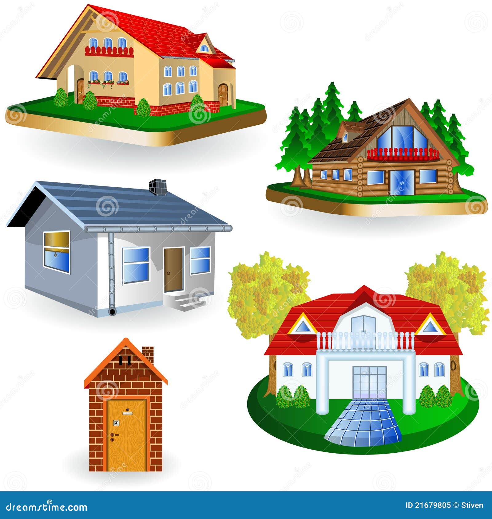 Five houses stock vector. Illustration of suburbs, brick - 21679805