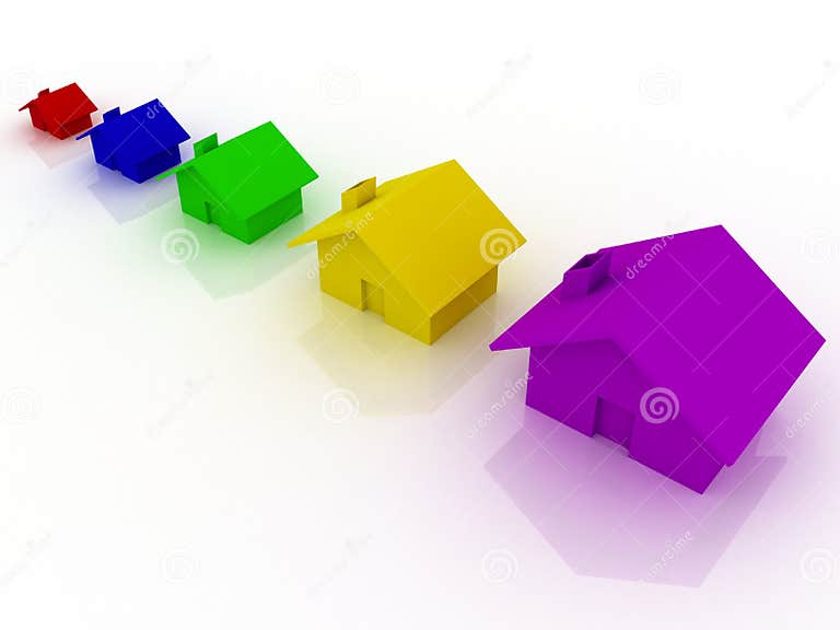 Five Houses of Different Color Stock Illustration - Illustration of ...