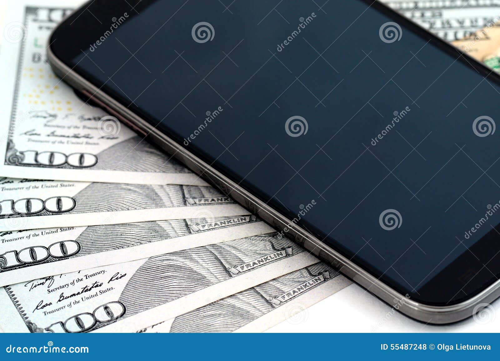 Five Hundred Dollars and Mobile Phone Stock Photo - Image of finances ...