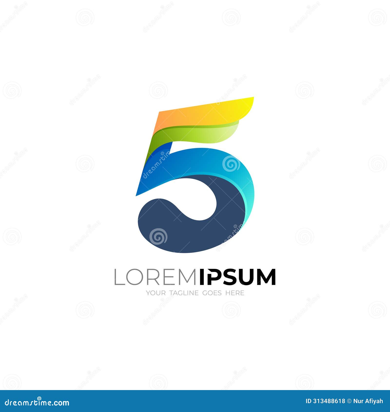 Five Icon Colorful, Simple Number Logos, 3d Colorful Stock Vector ...