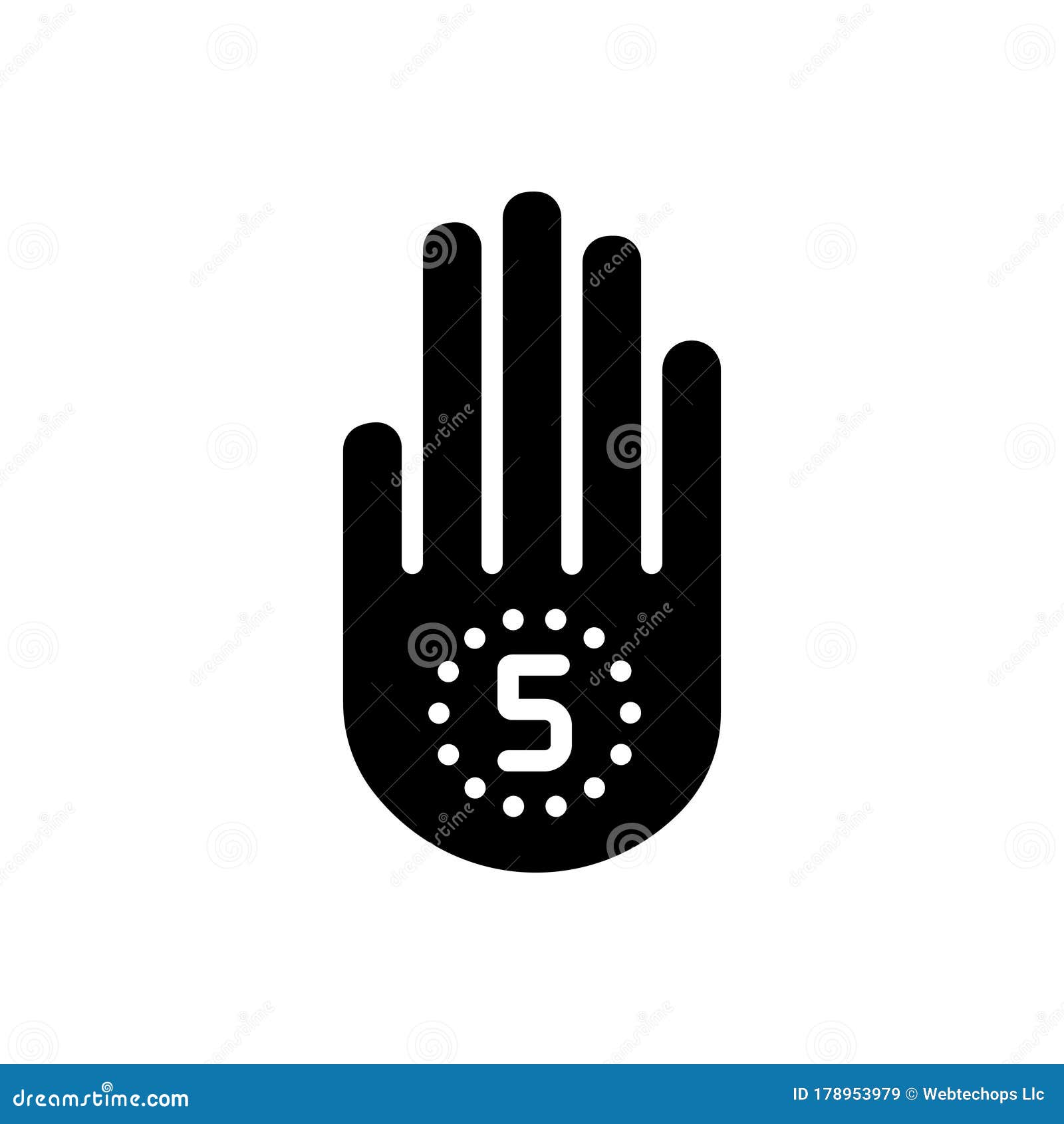 Black Solid Icon for Five, Bumbo and Gesture Stock Vector ...