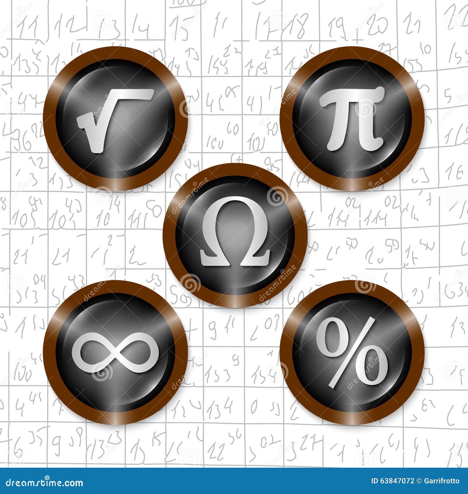 Five icons stock vector. Illustration of algebra, office - 63847072