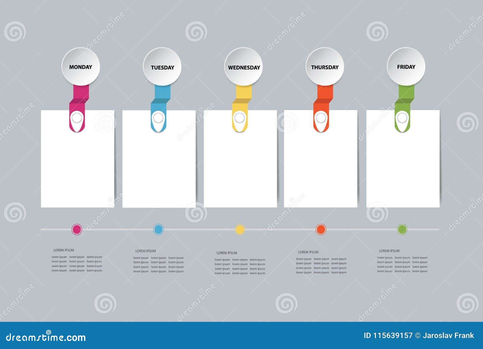 Five Infographic Labels Showing a Five-day Weekly Plan Stock Vector ...