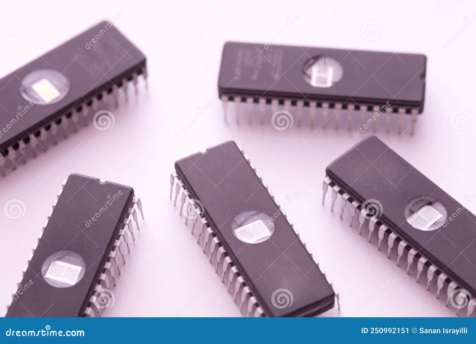 Five Integrated Circuit Pieces on White Background Stock Image - Image ...