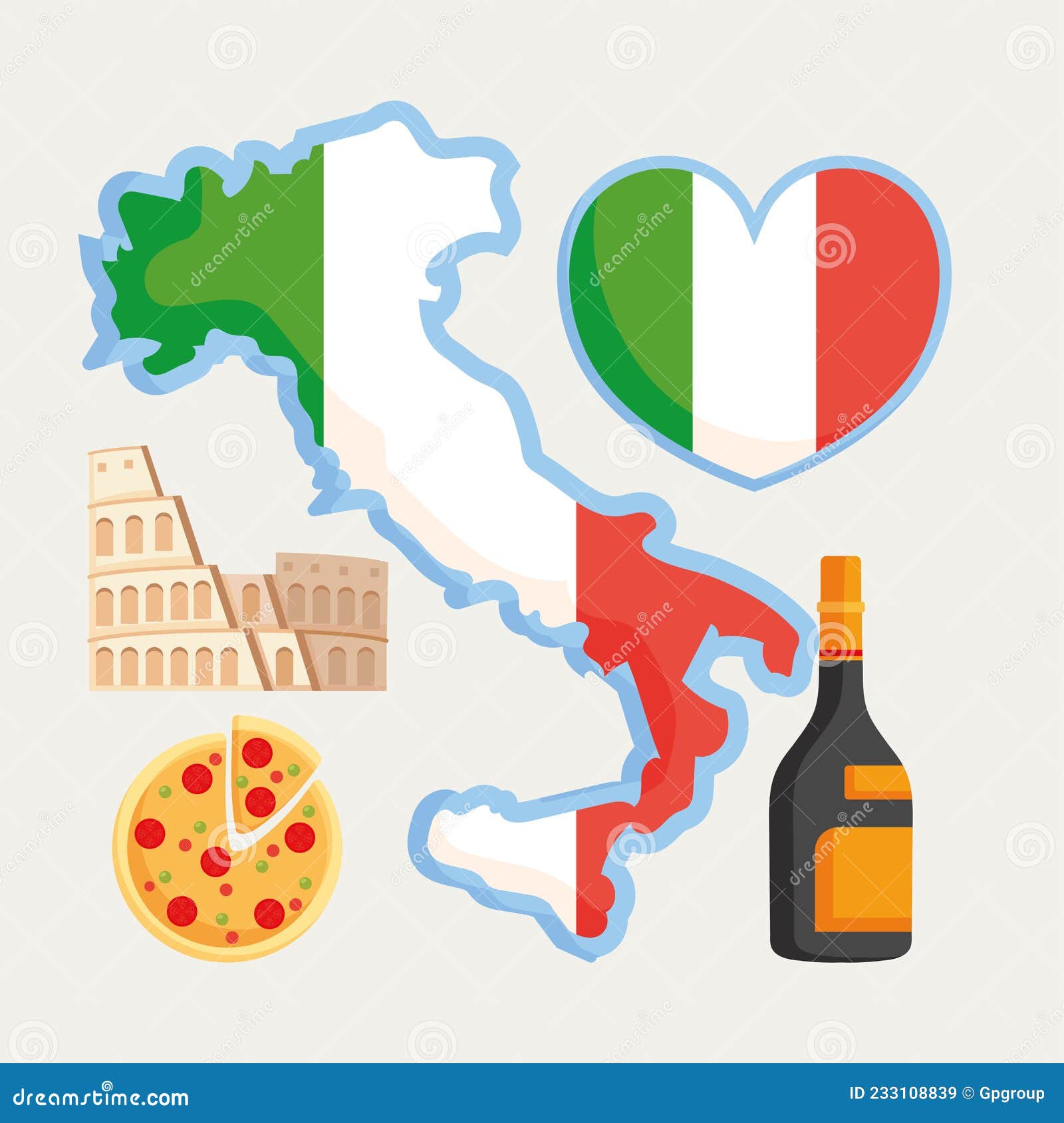 Five italy icons stock vector. Illustration of roma - 233108839