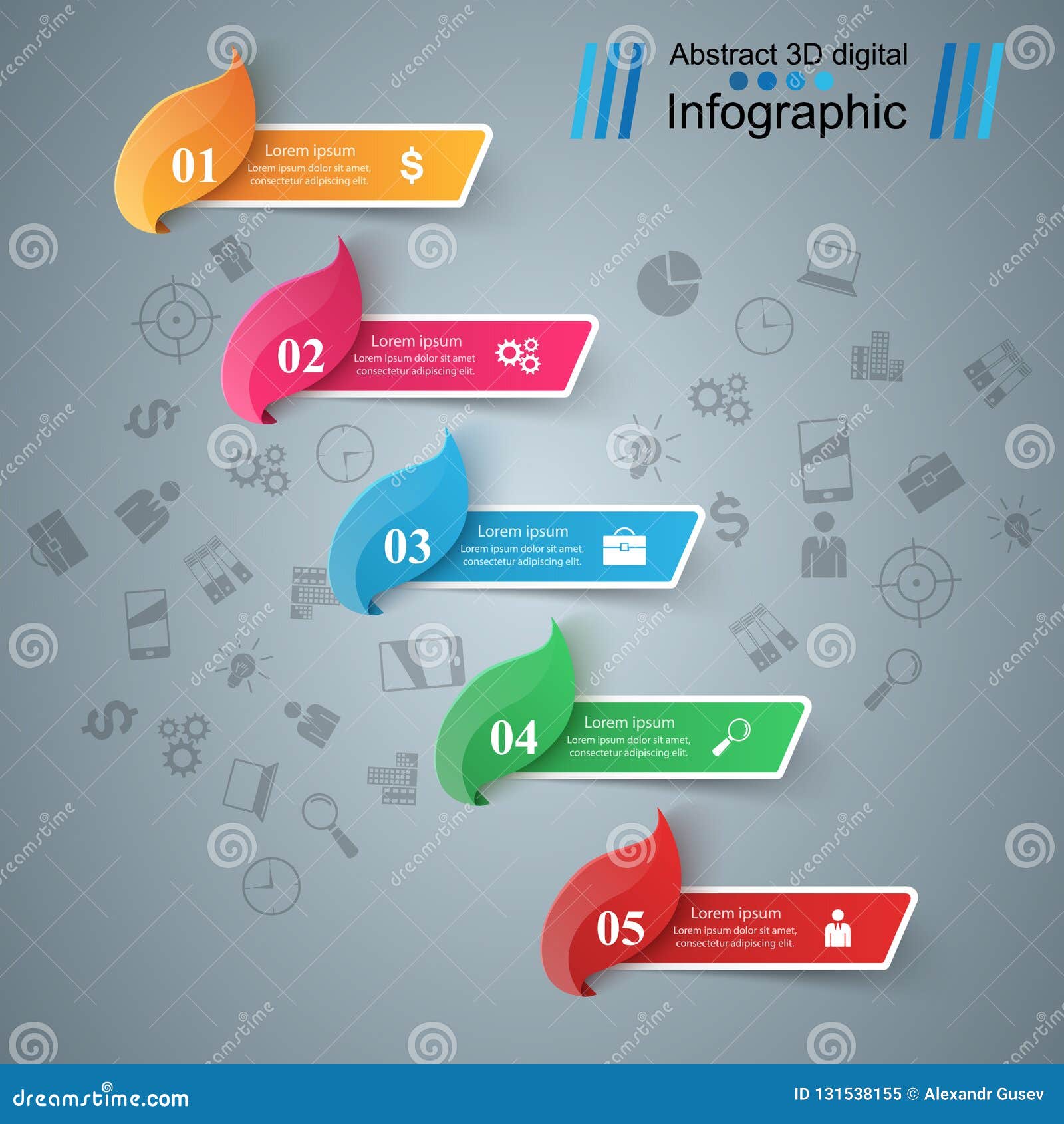 Five Items Infographic. Business Idea Stock Vector - Illustration of ...