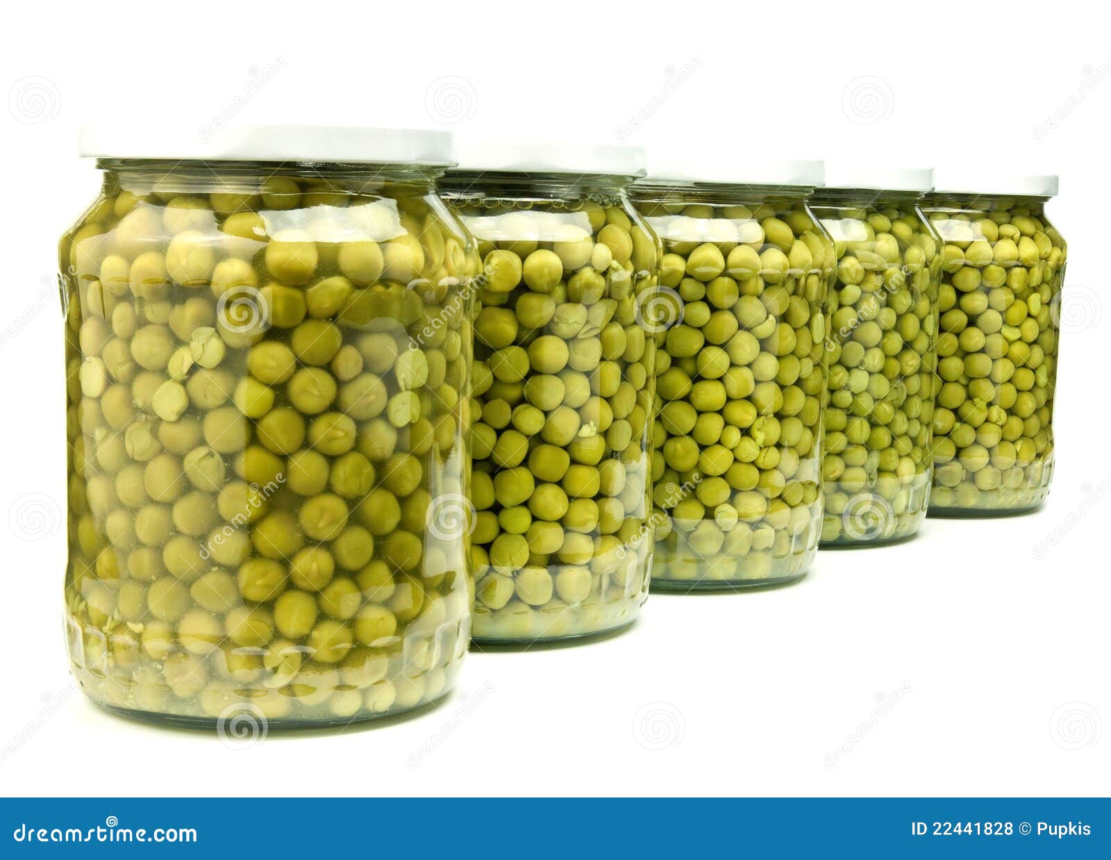 Five Jars of Preserved Green Peas Stock Photo - Image of sauce ...