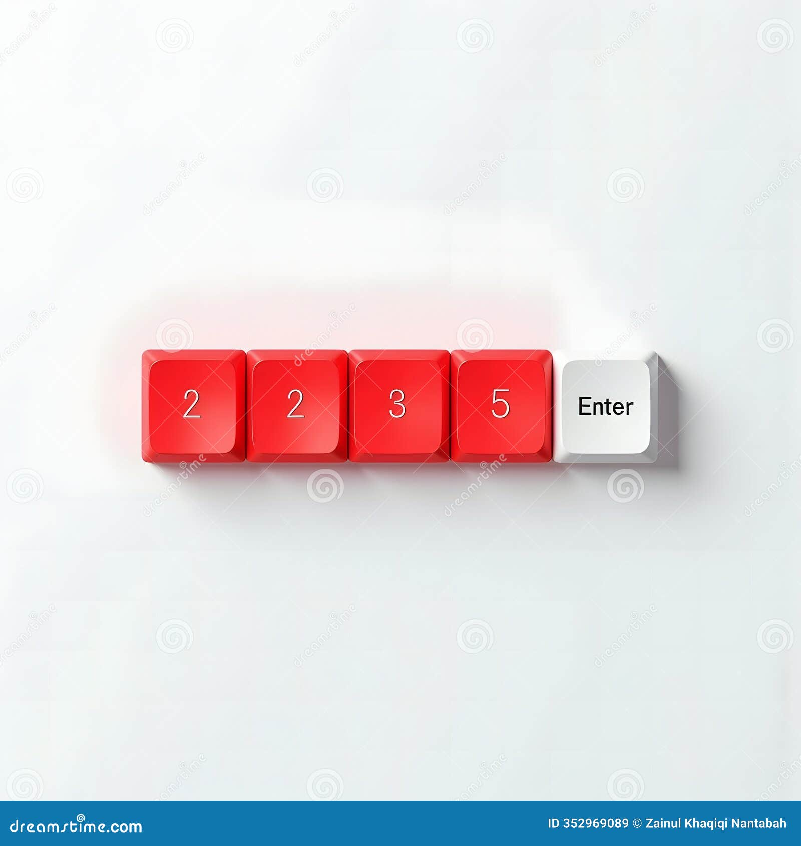 Keyboard Sequence with Red 2235 Keys and White Enter Stock Illustration ...