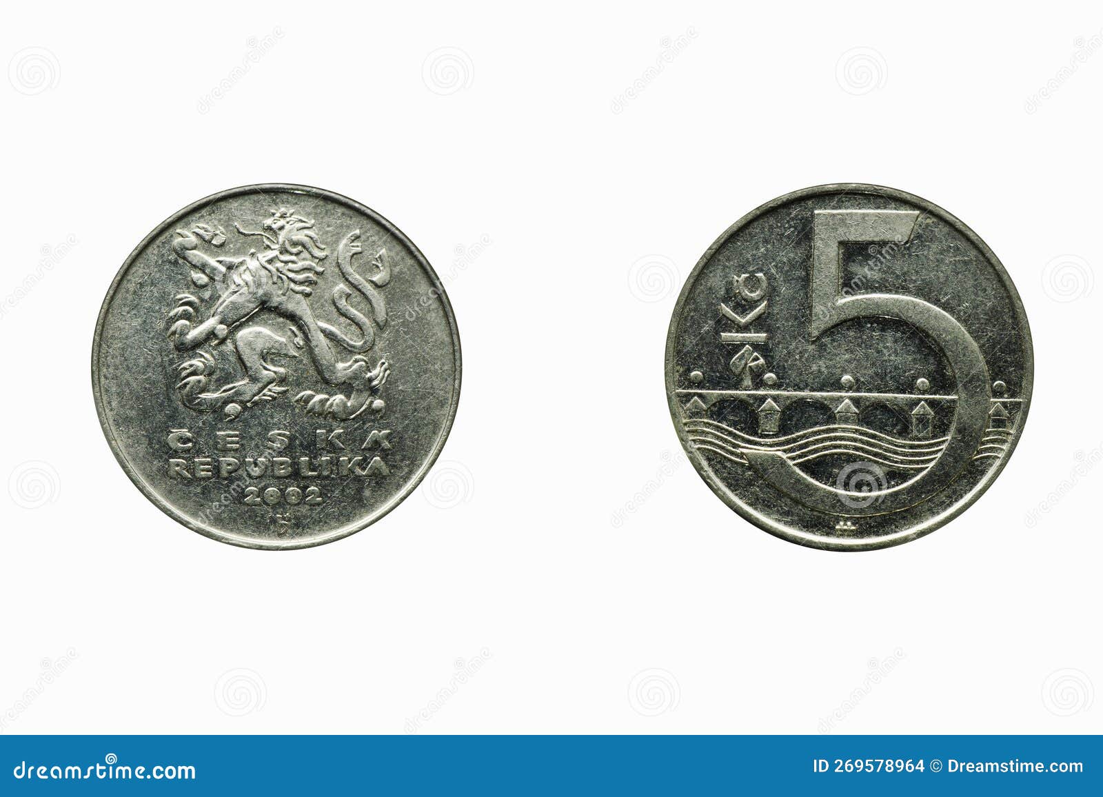 Five Koruna Coin, Front and Back, Ceska Republic, Front and Back Stock ...