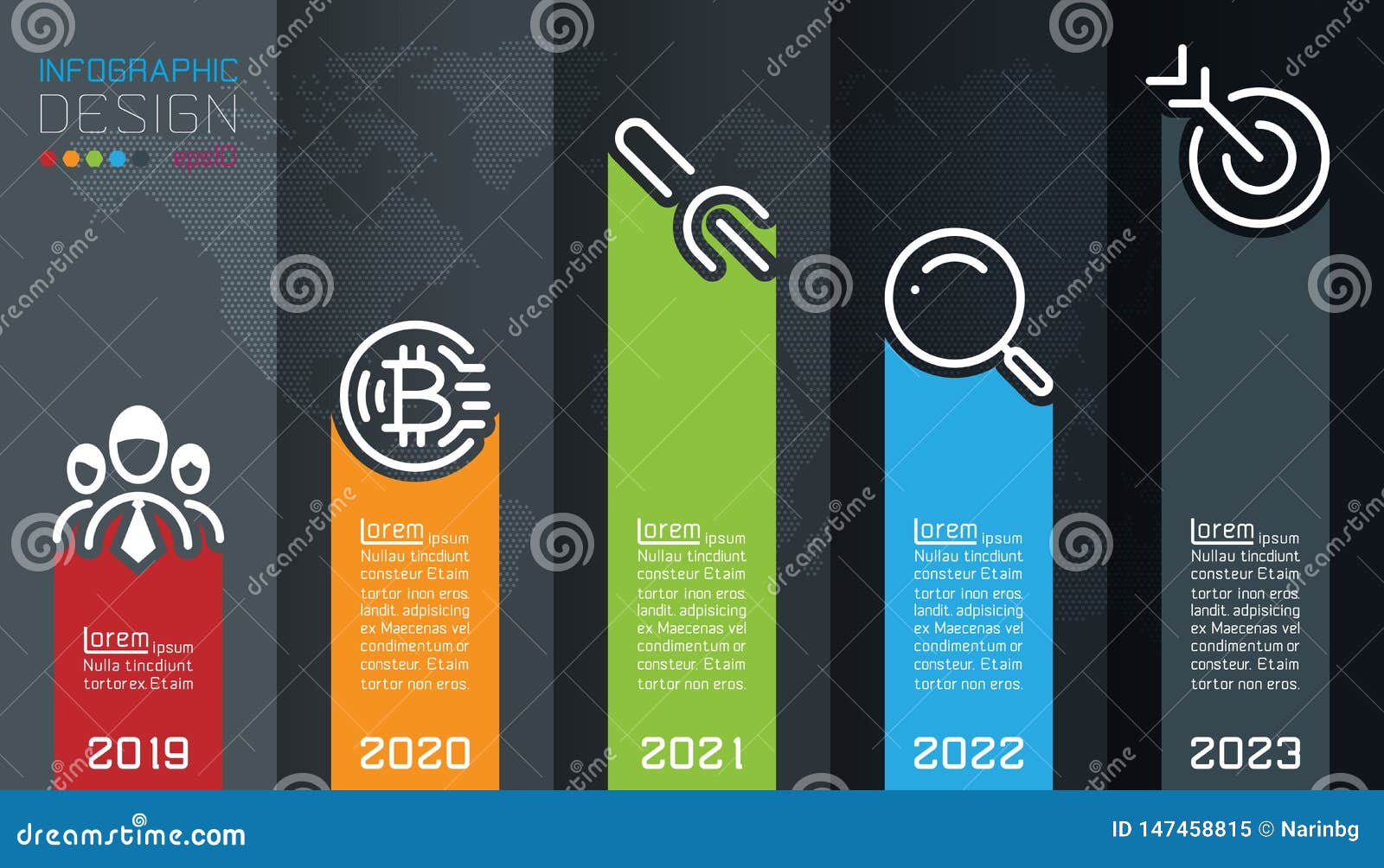 Five Labels With Business Icon Infographics. Vector Illustration ...