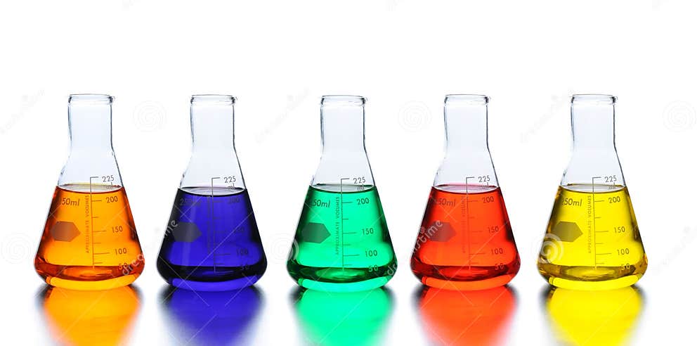 Five Laboratory Beakers stock image. Image of science - 20321359