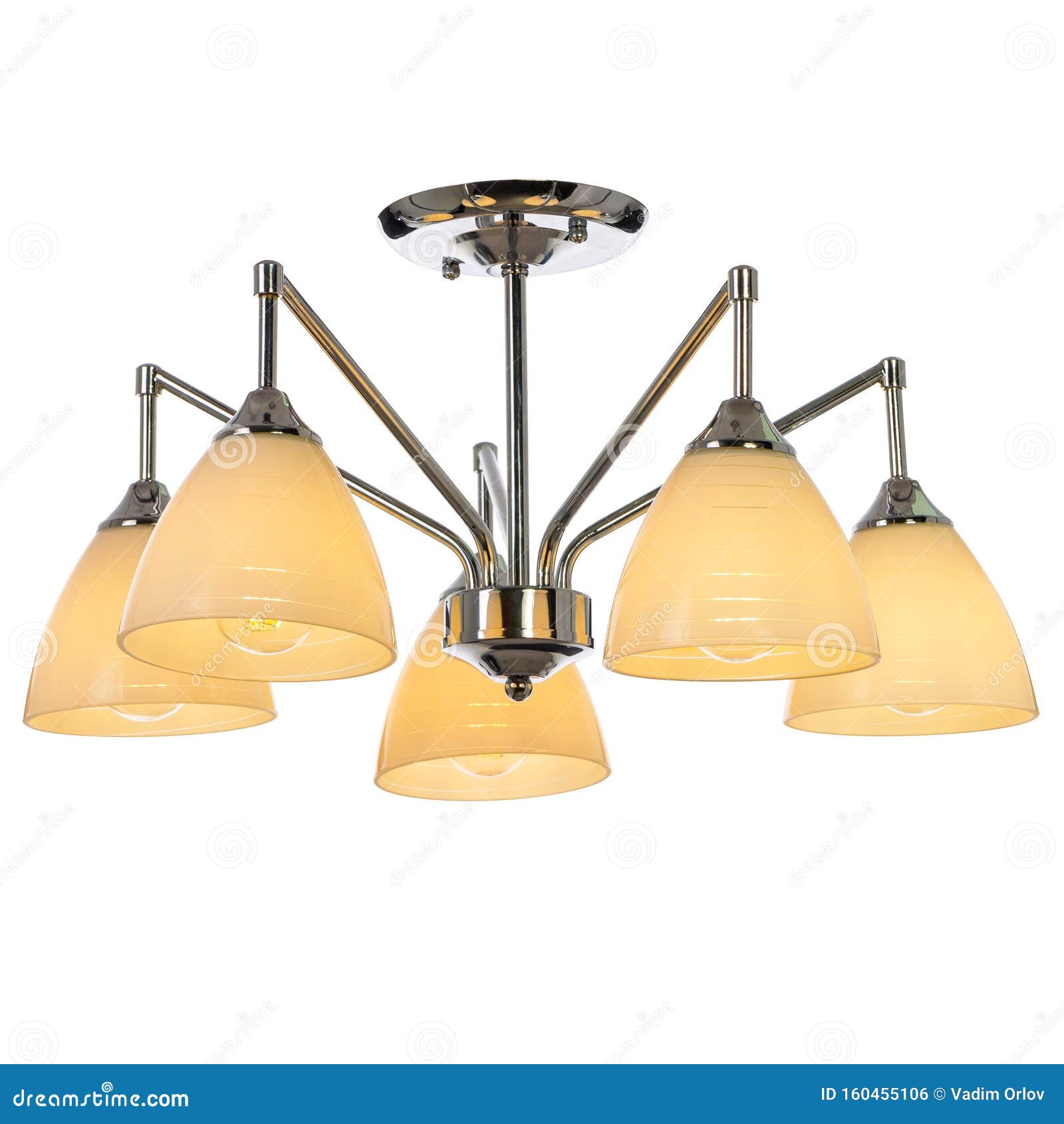 Five-lamp Chandelier with Five Shades Stock Photo - Image of lamp ...