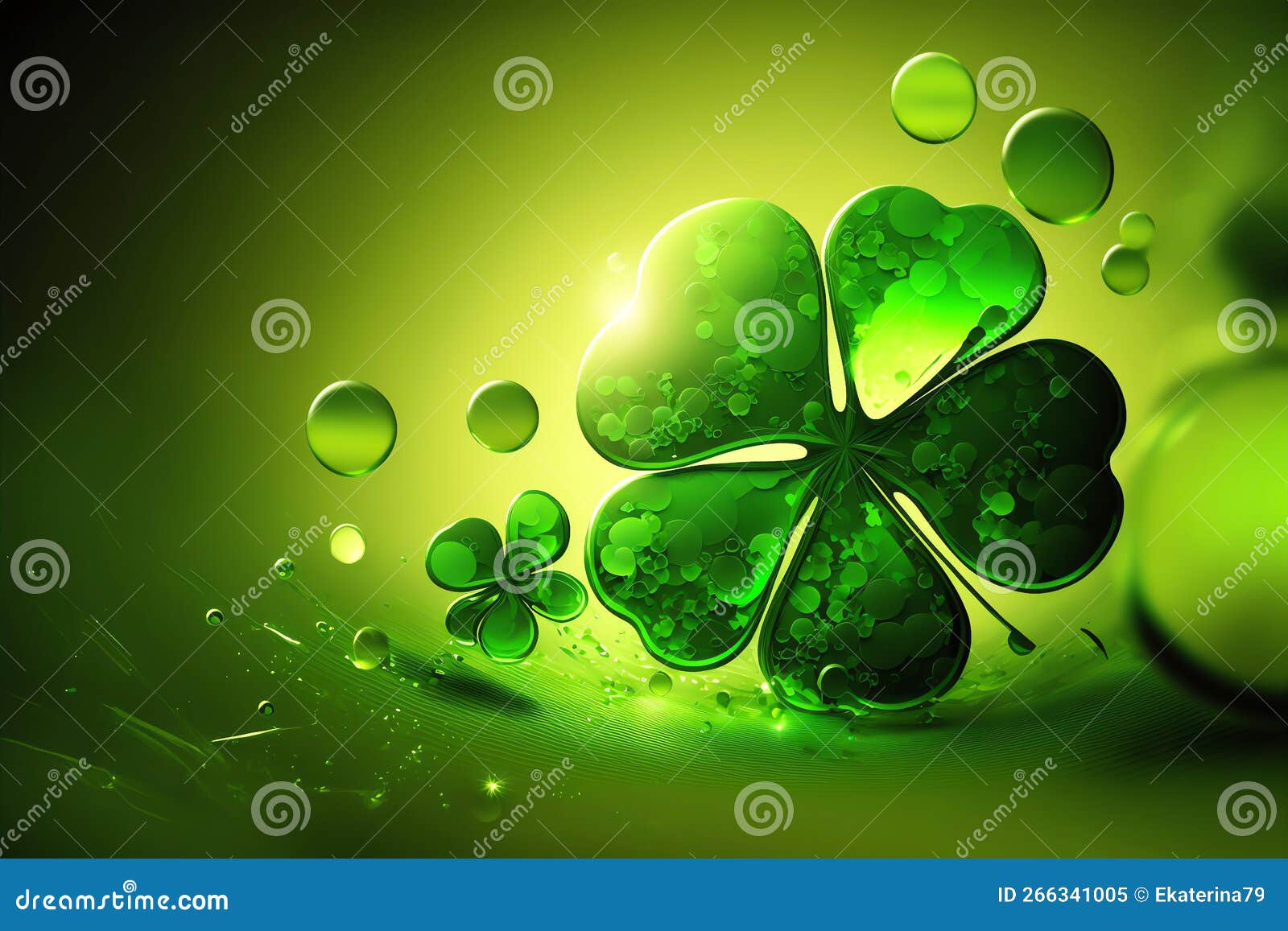 A Five Leaf Clover on a Green Background. Created with Generative AI ...