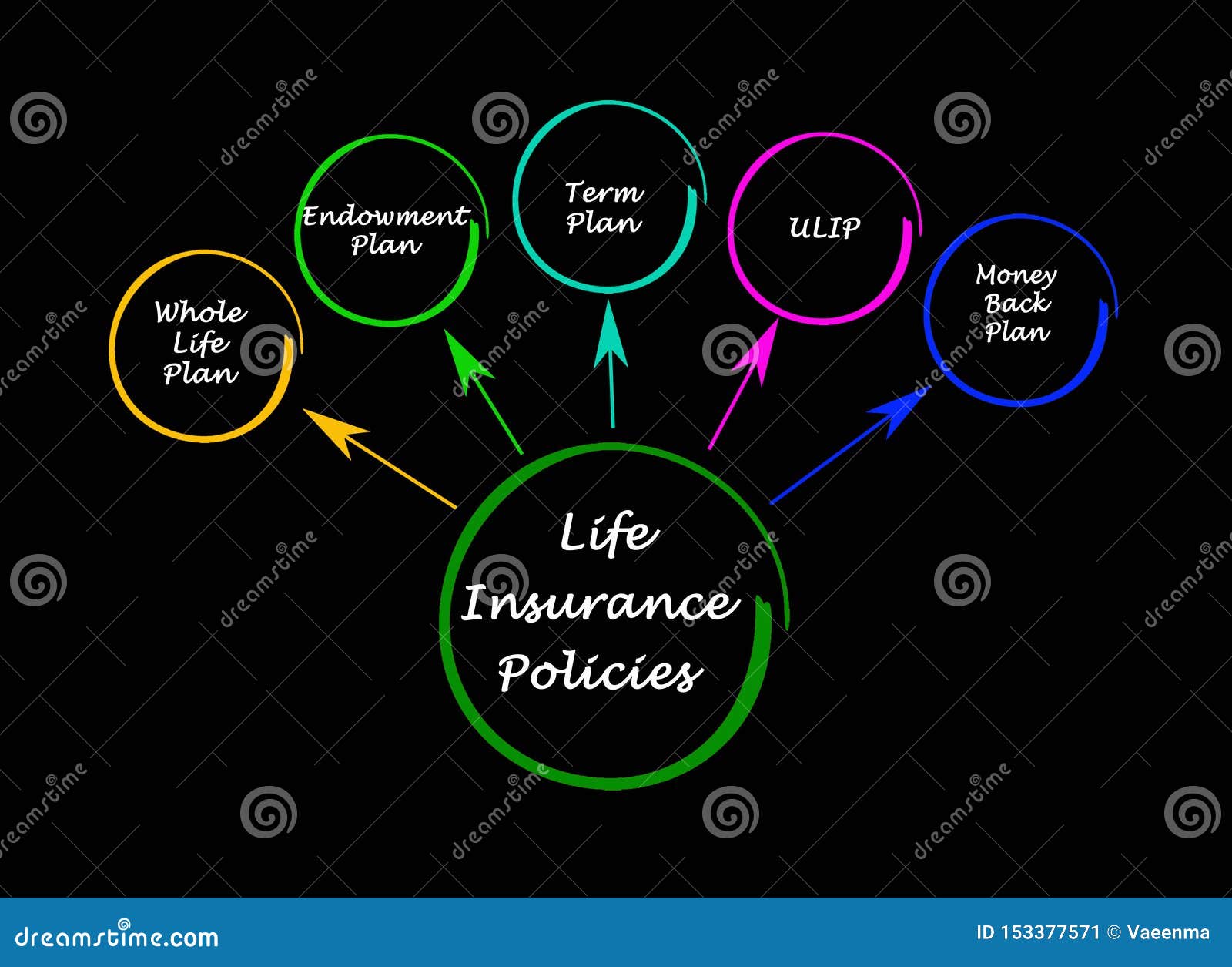 Five Life Insurance Policies Stock Illustration - Illustration of ...