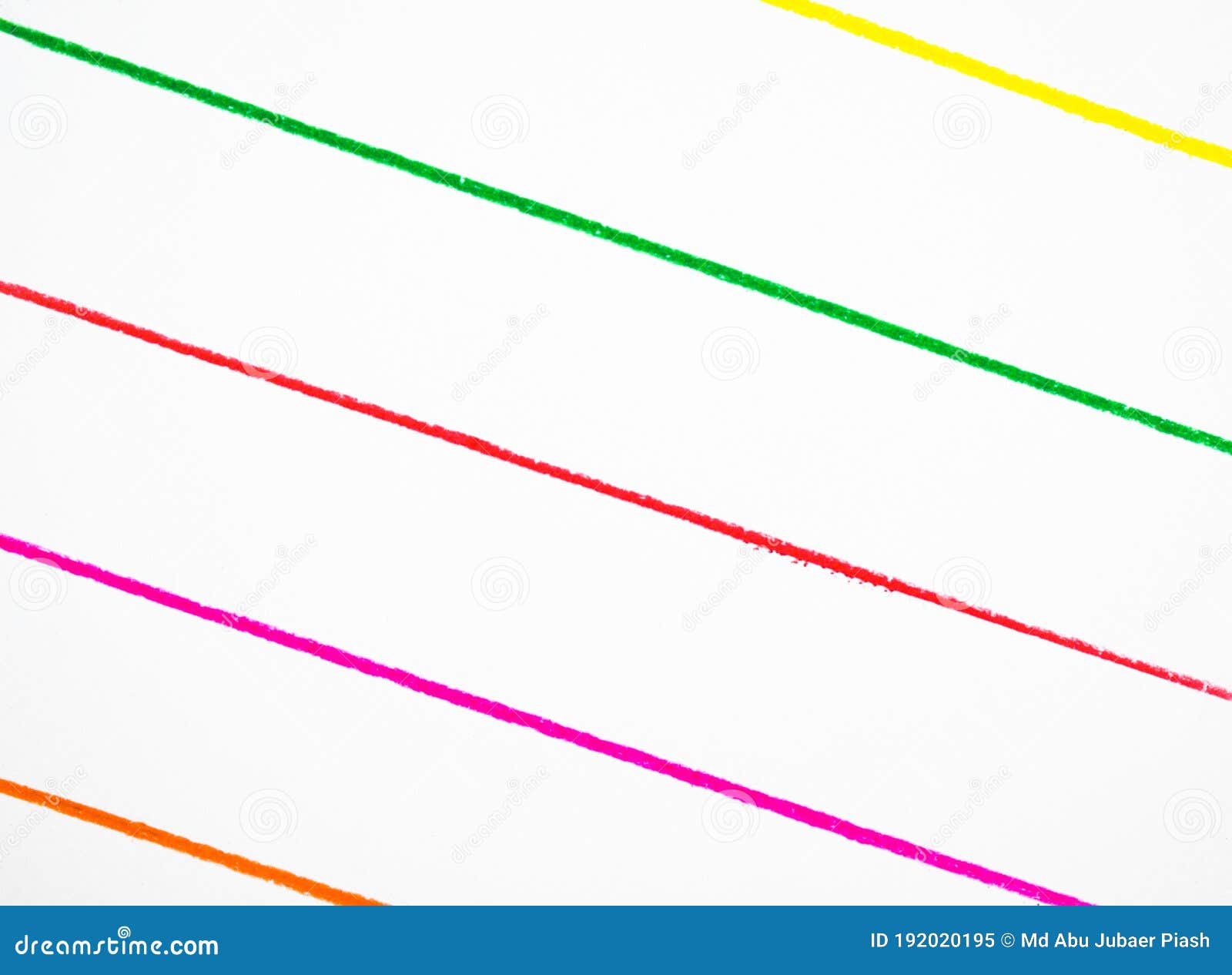 Five Line Drawn with Five Different Colored Wood Pencil Crayons on a ...