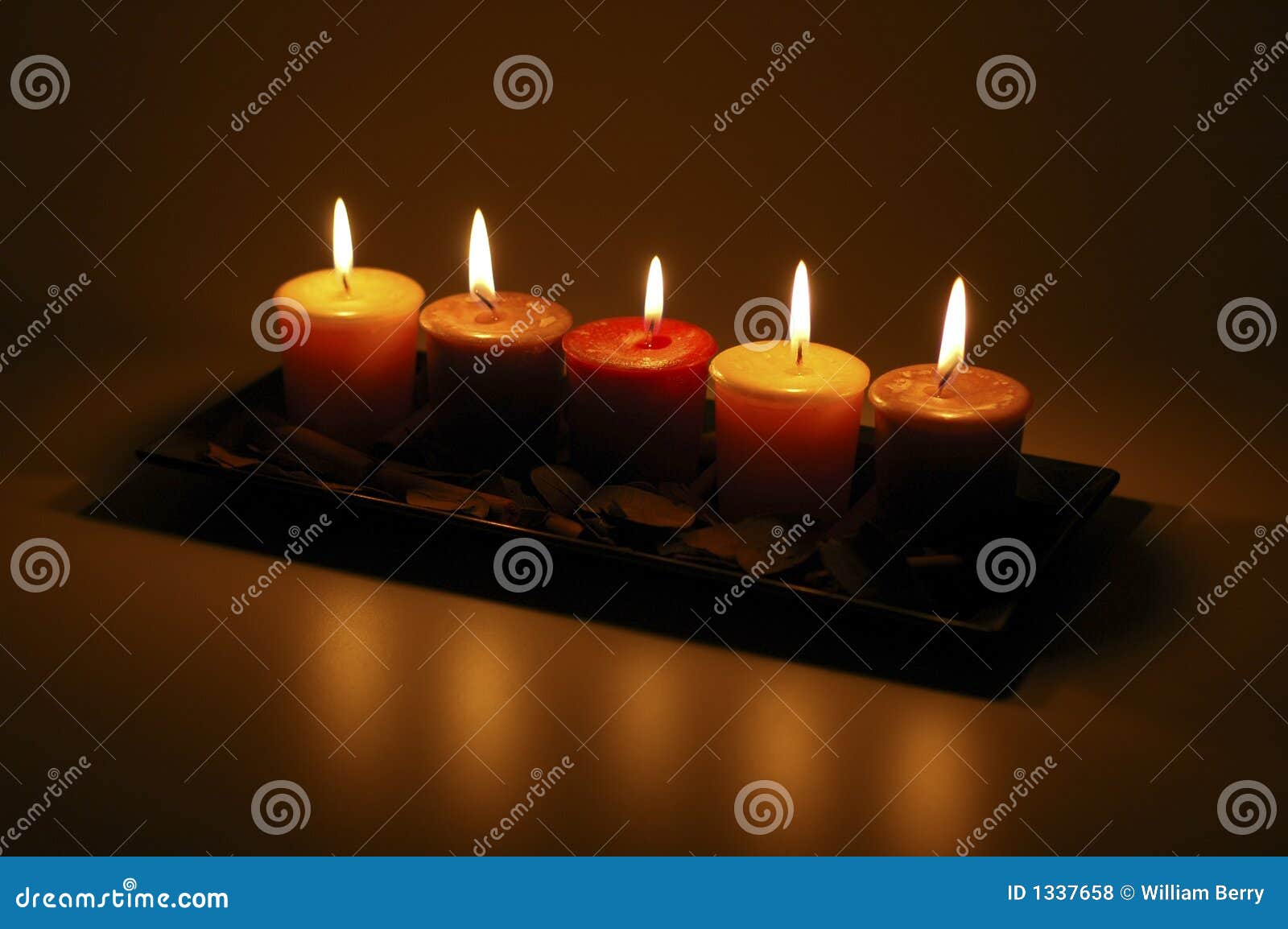 Five Lit Candles stock photo. Image of scented, buring - 1337658