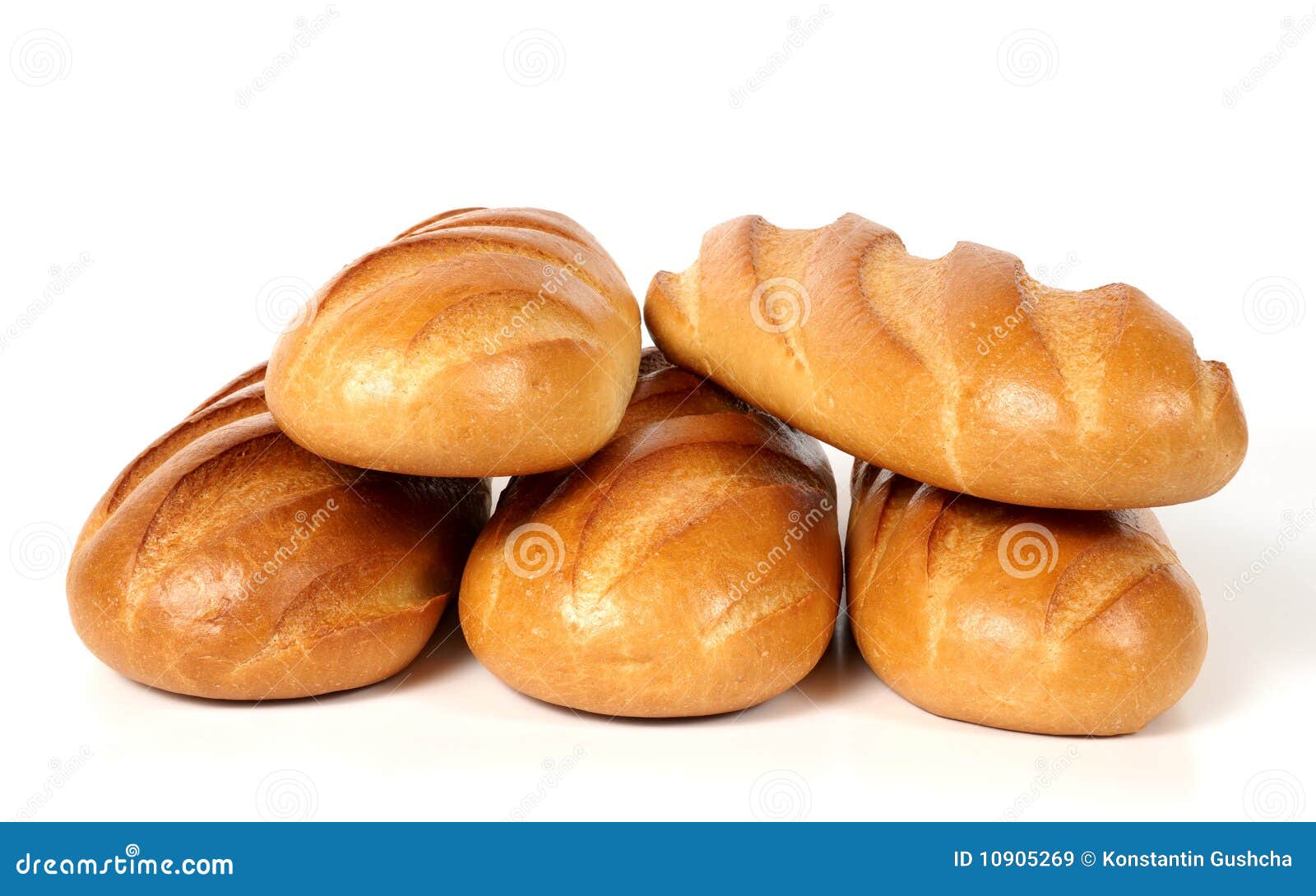 Five loaves of white bread stock image. Image of flour - 10905269