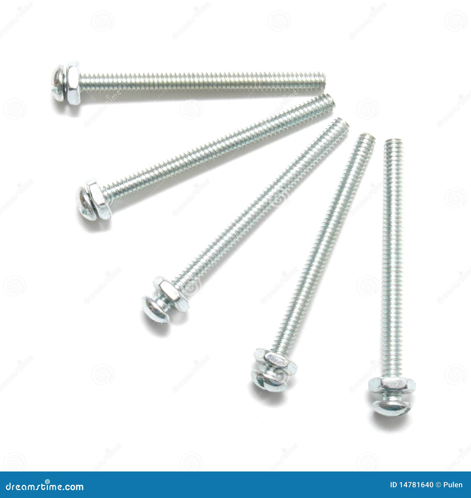 Five Long Bolts With Nuts Isolated On White Stock Photo - Image: 14781640