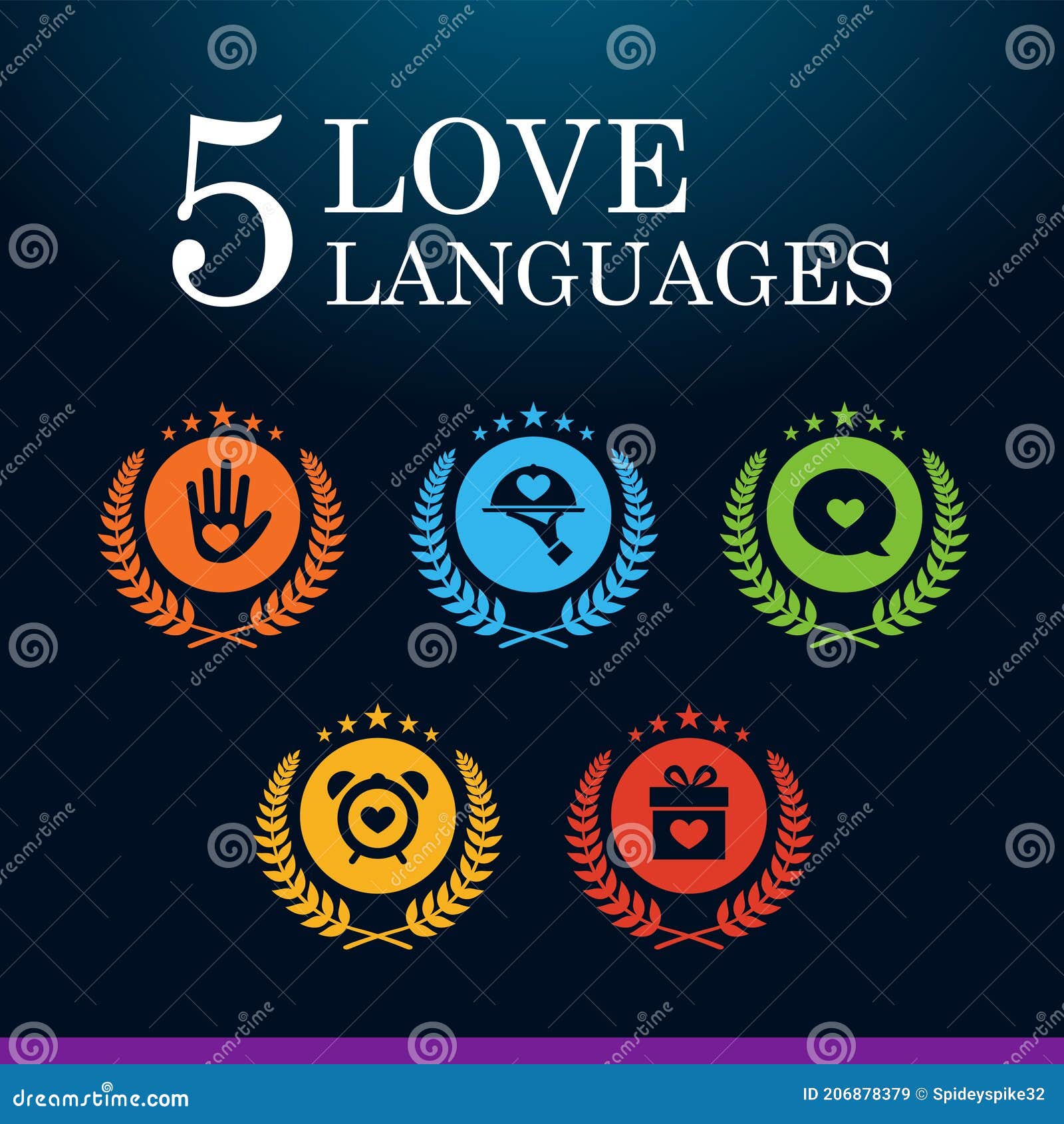 The Five Love Languages. Wreath Version Vector Illustration Stock ...