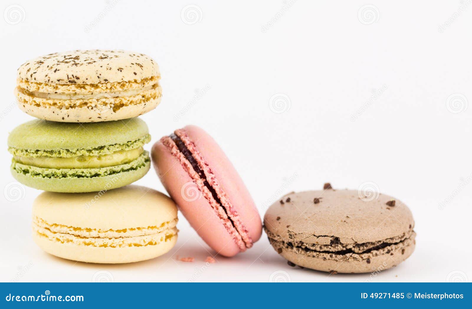 Five Macaron Cookies Arranged. Stock Image - Image of dessert, macarons ...