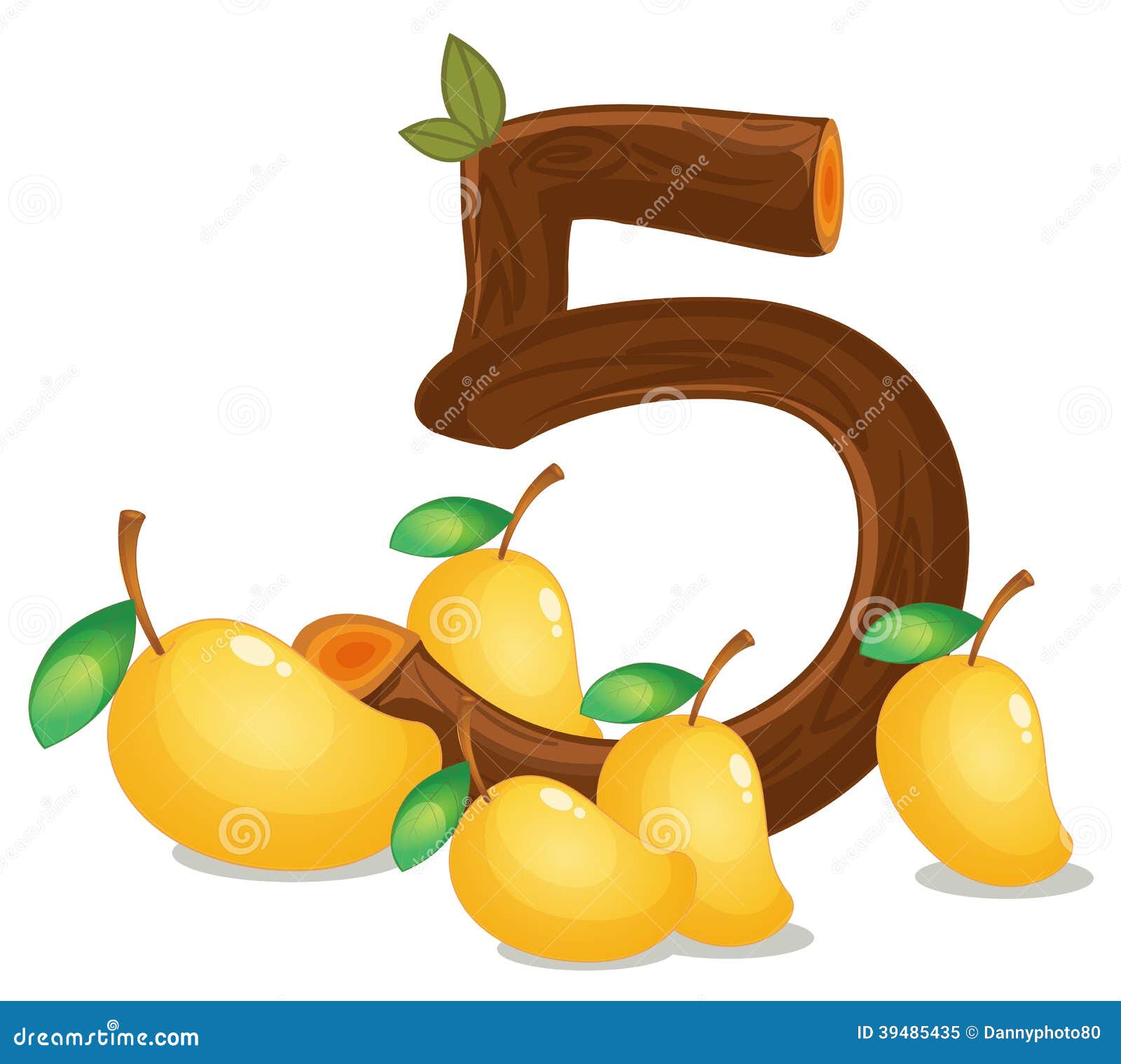 Five mangoes stock vector. Illustration of brown, number - 39485435