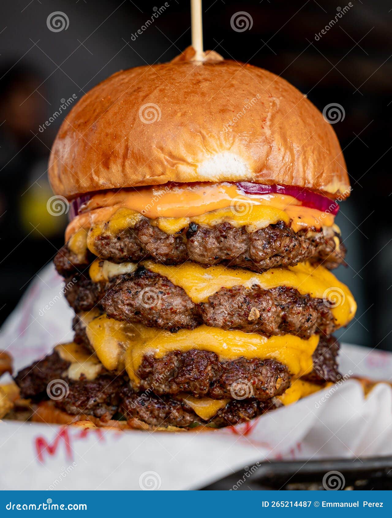 Five Meat Burger with Cheese Stock Image - Image of health ...