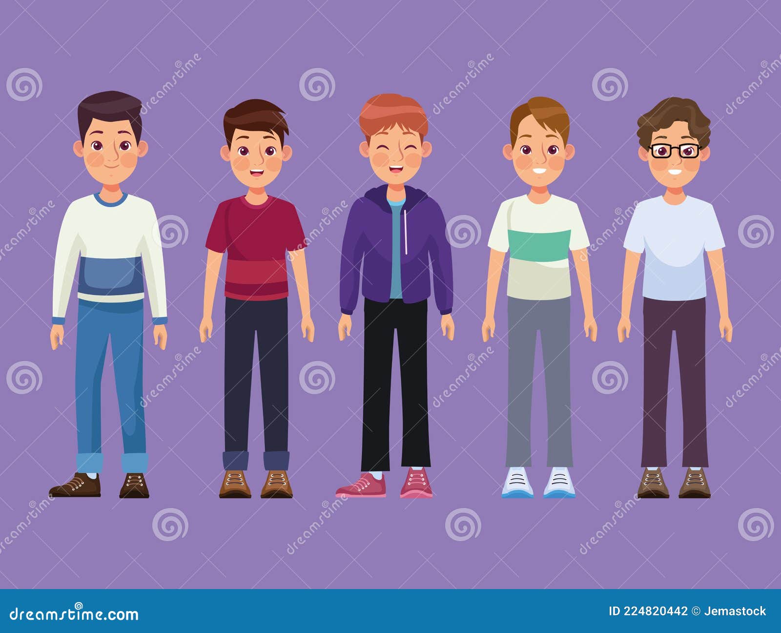 Five men group stock vector. Illustration of together - 224820442