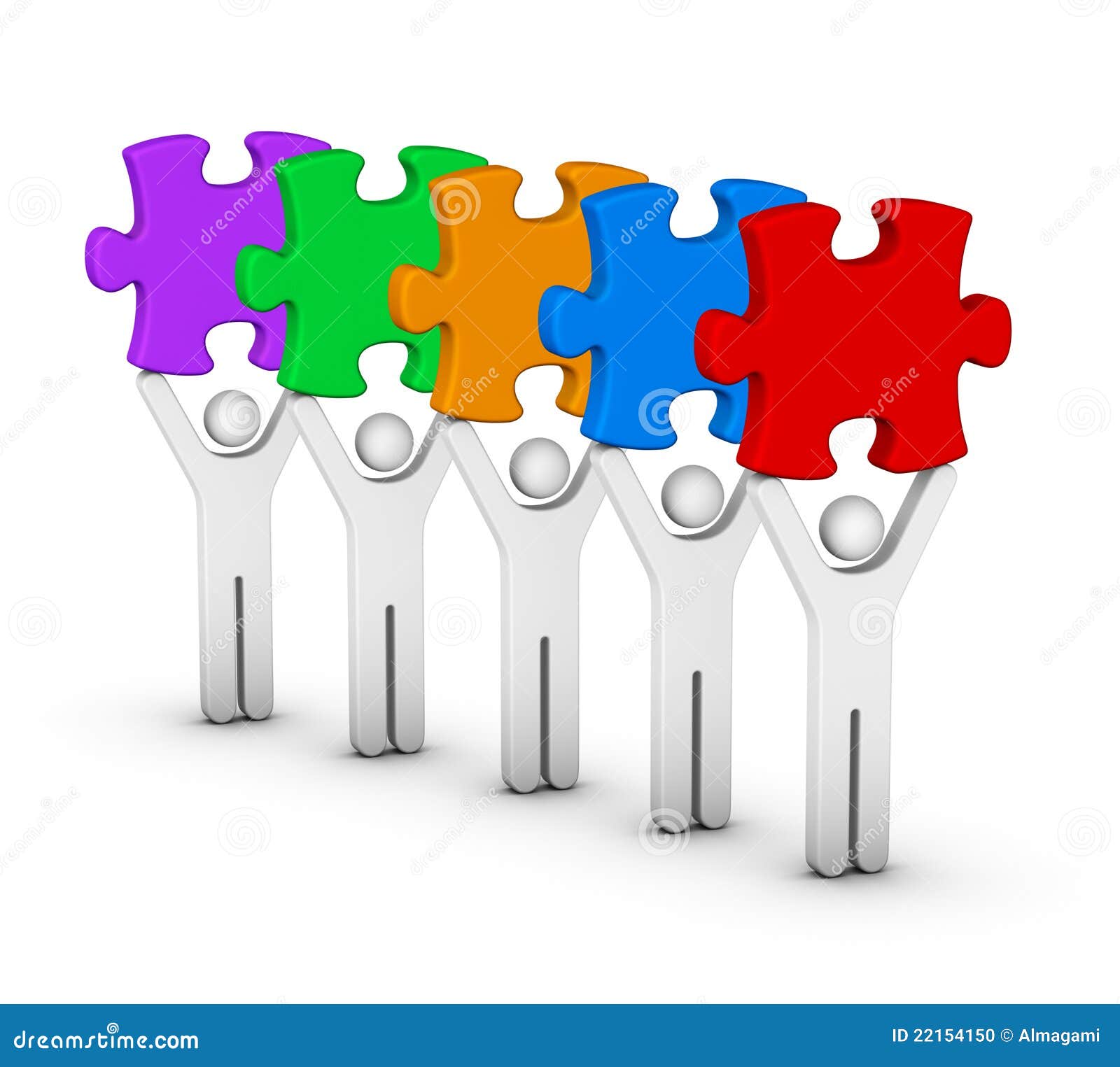 Five Men with Jigsaw Puzzles Stock Illustration - Illustration of ...