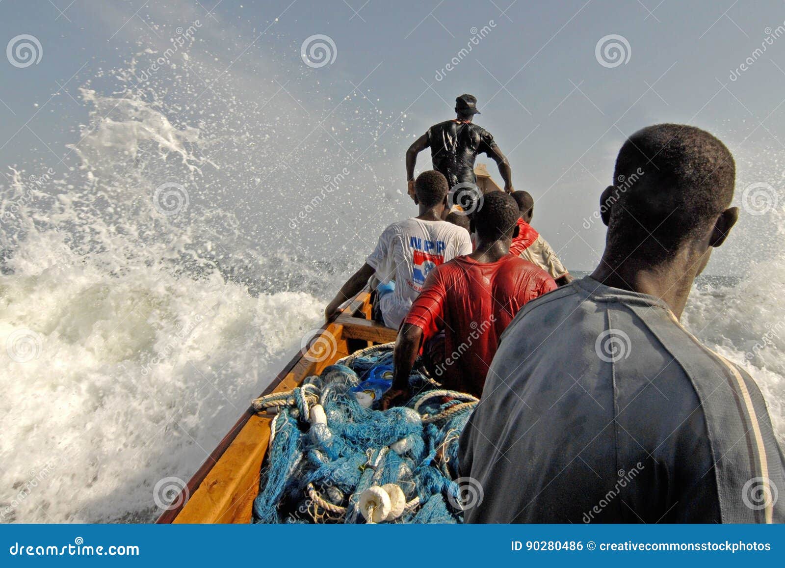 Five Men Riding On Boat Picture. Image: 90280486