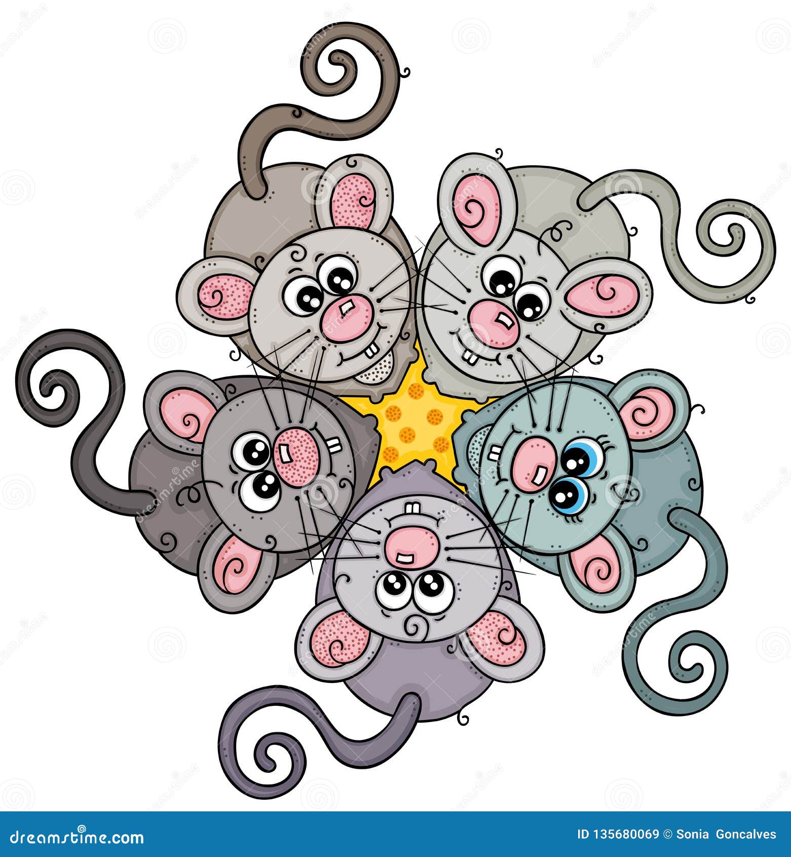 Mice & Cheese Pattern Cartoon Vector | CartoonDealer.com #21257517