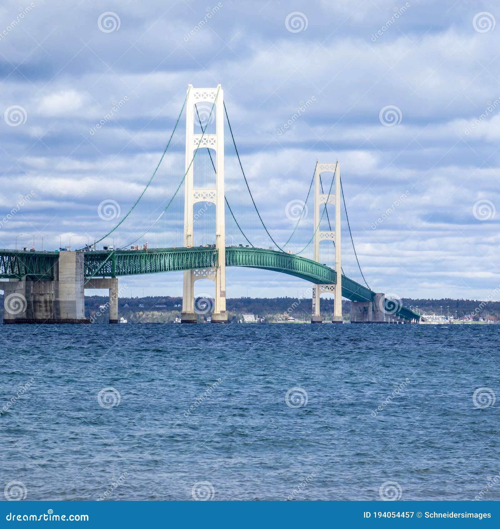 Five Mile Long Mackinac Bridge in Michigan Stock Image - Image of ...