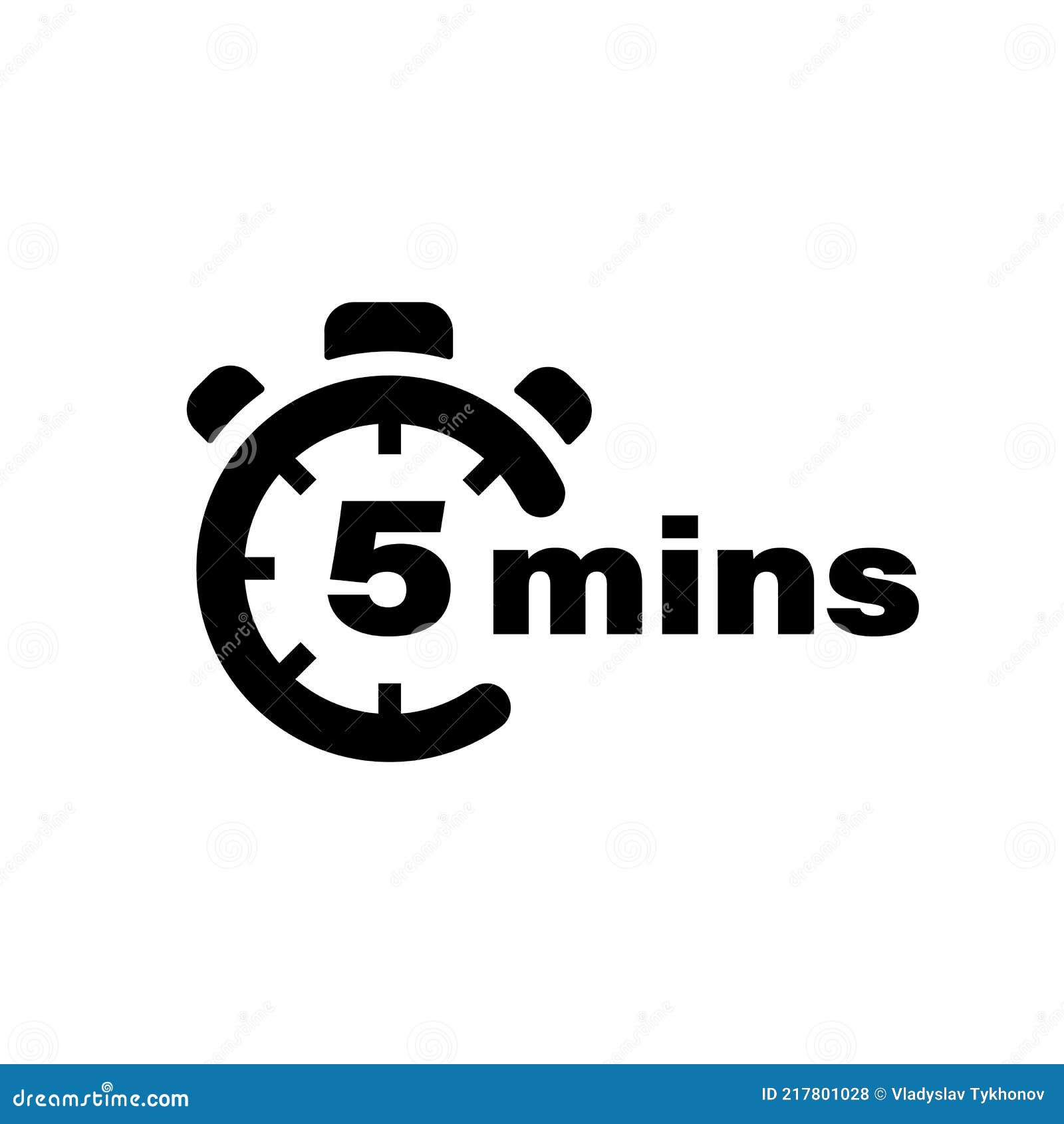 Five Minute Vector Icon. Time Left Symbol Isolated. Stopwatch Black ...