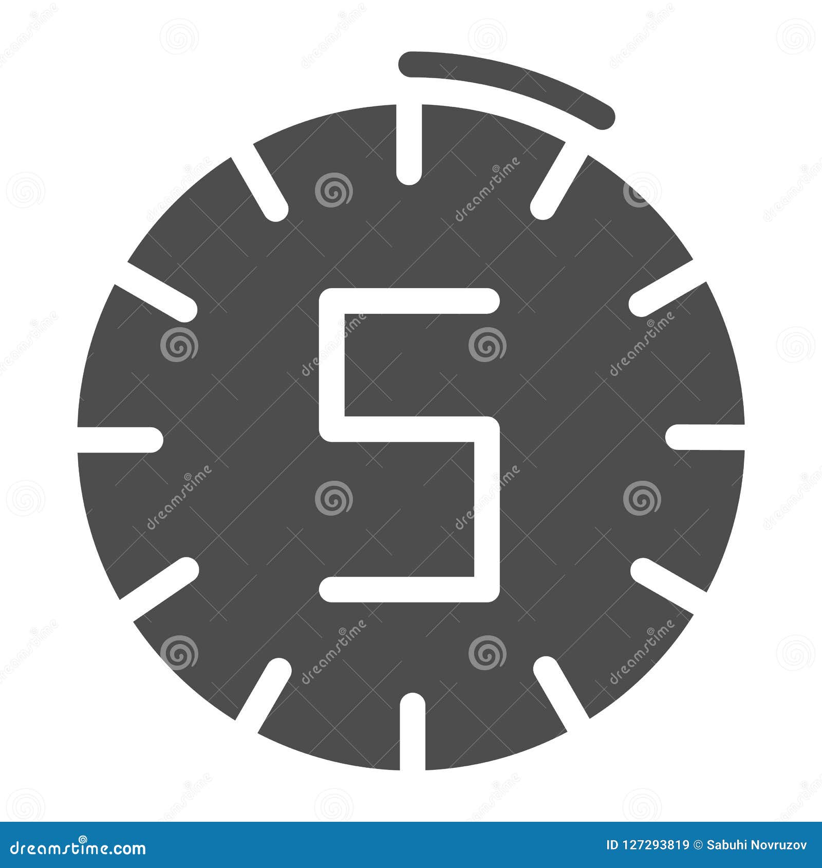 Five Minutes Clock Solid Icon. Time Vector Illustration Isolated on ... Five Minutes Clock Solid Icon. Time Vector Illustration Isolated on ...