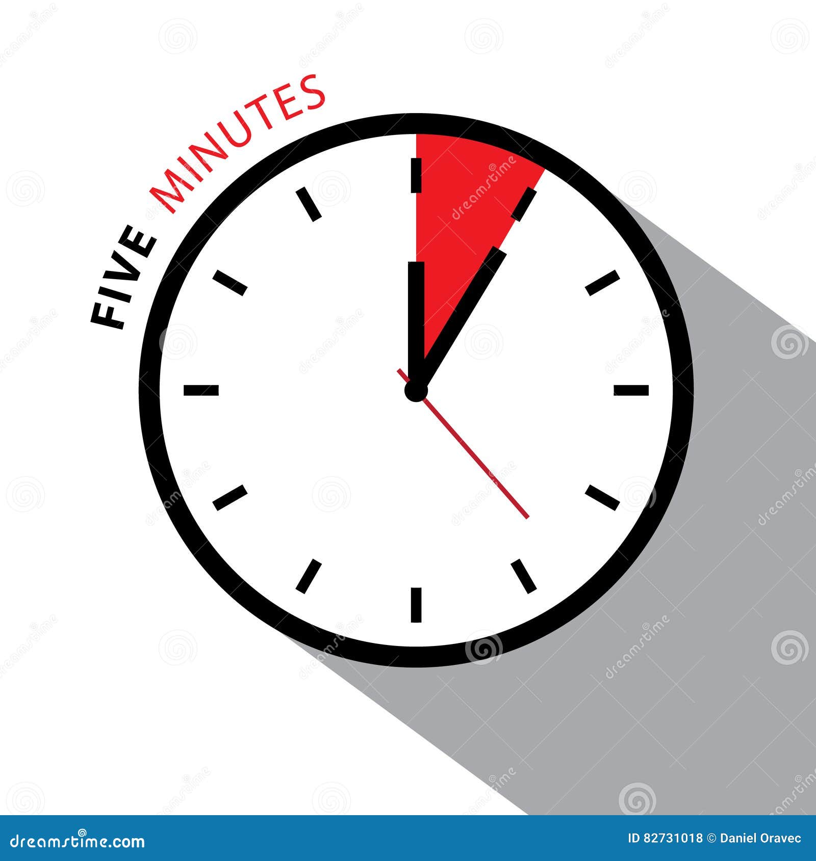 Five Minutes Clock. stock vector. Illustration of time - 82731018