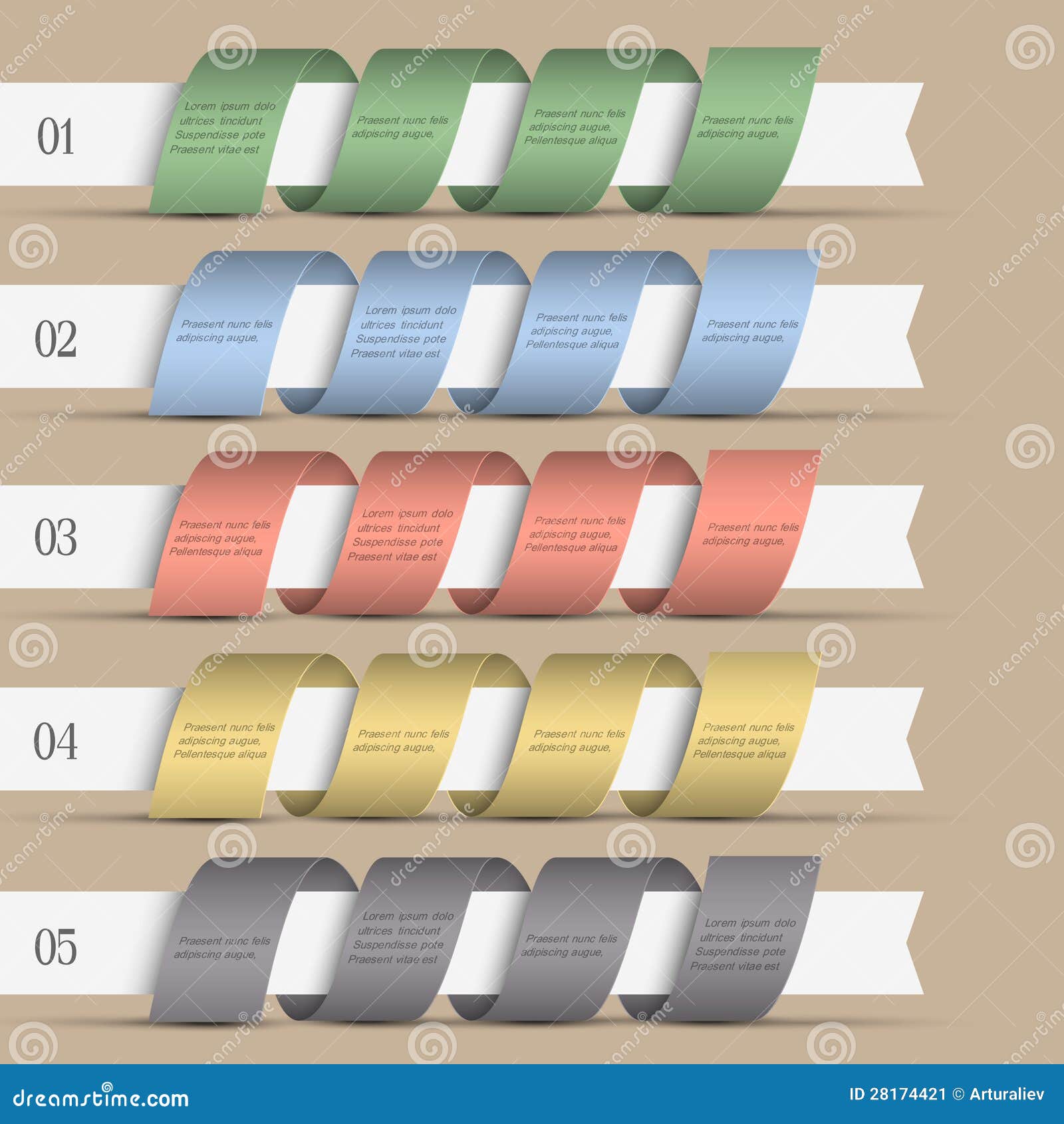 Five Modern Numbered Ribbons-banners Stock Vector - Illustration of ...